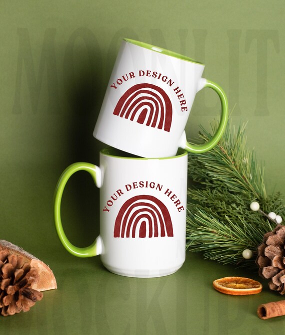 Mug Mockup Light Green Accent Mug Mockup 11oz and 15oz - Etsy