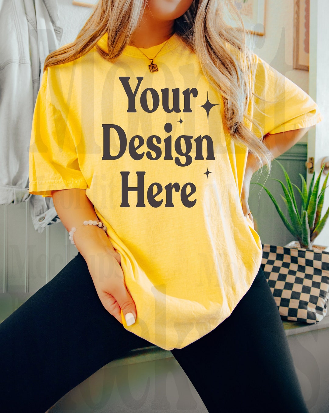 Comfort Colors 1717 Citrus Shirt Mockup - Oversized Model Mockup - Etsy