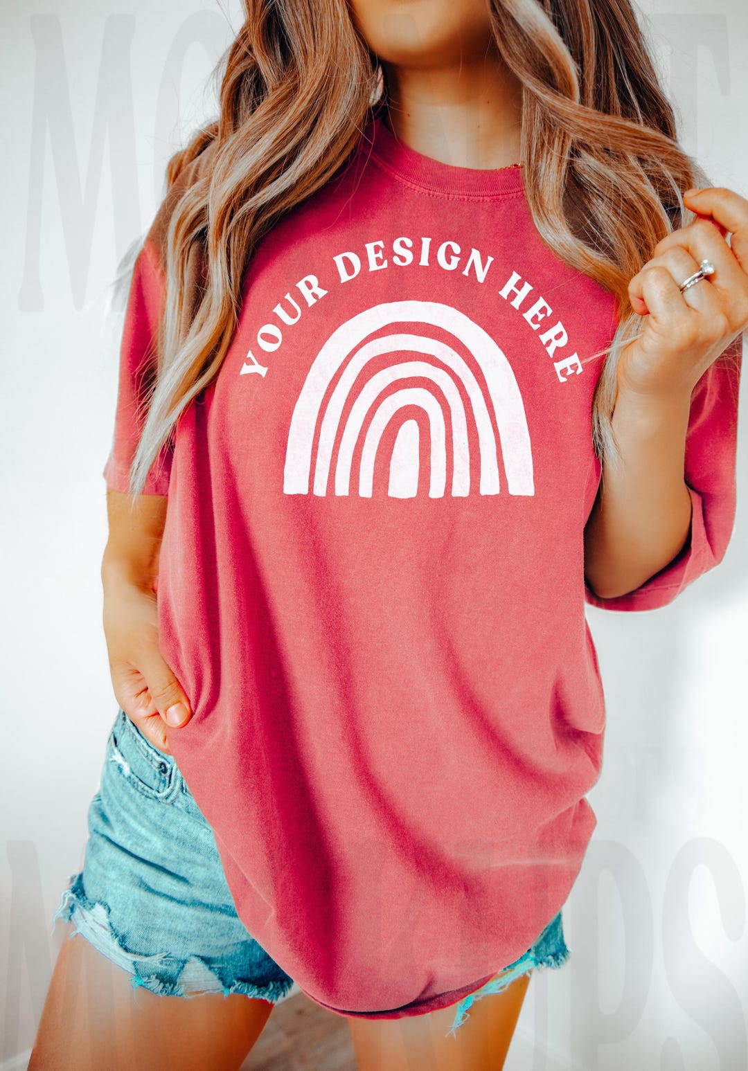 Comfort Colors 1717 Watermelon- CC Mockup - C1717 Mockup - Model Mockup ...