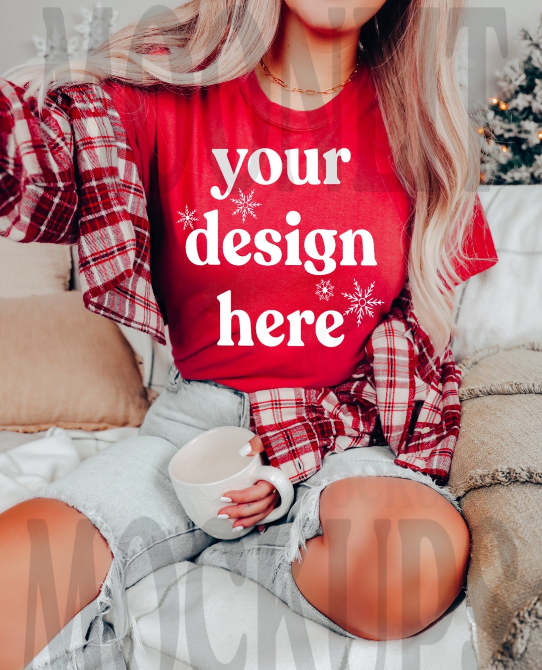 Comfort Colors 1717 Red Shirt Model Mockup Red Shirt Mockup T Shirt ...