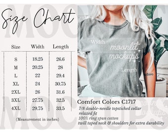 Comfort Colors 1717 Size Chart - Comfort Colors Size Chart - Size Chart ...