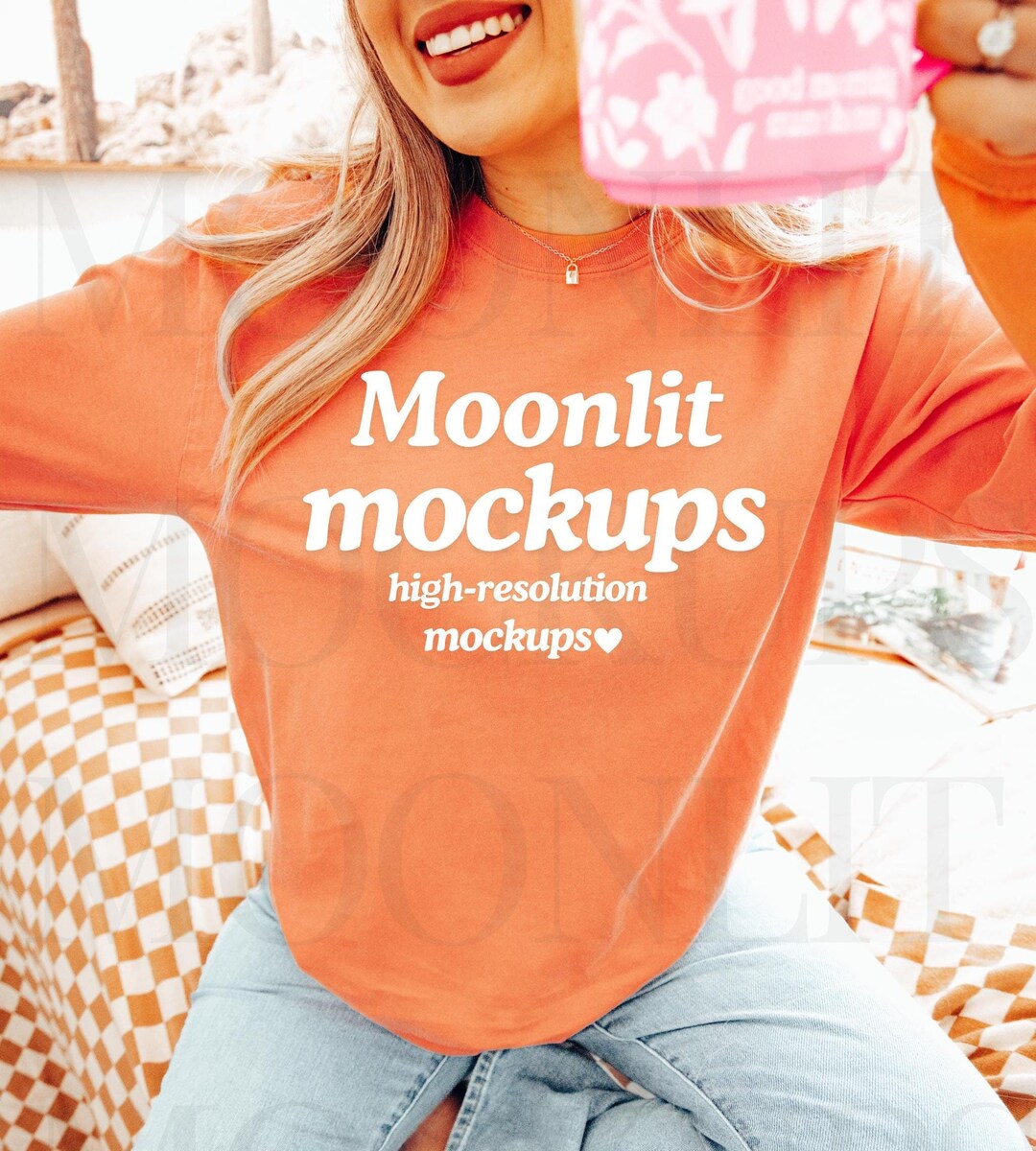 Comfort Colors 6014 Longsleeve T-shirt - CC Melon Mockup - 6014 Mockup ...