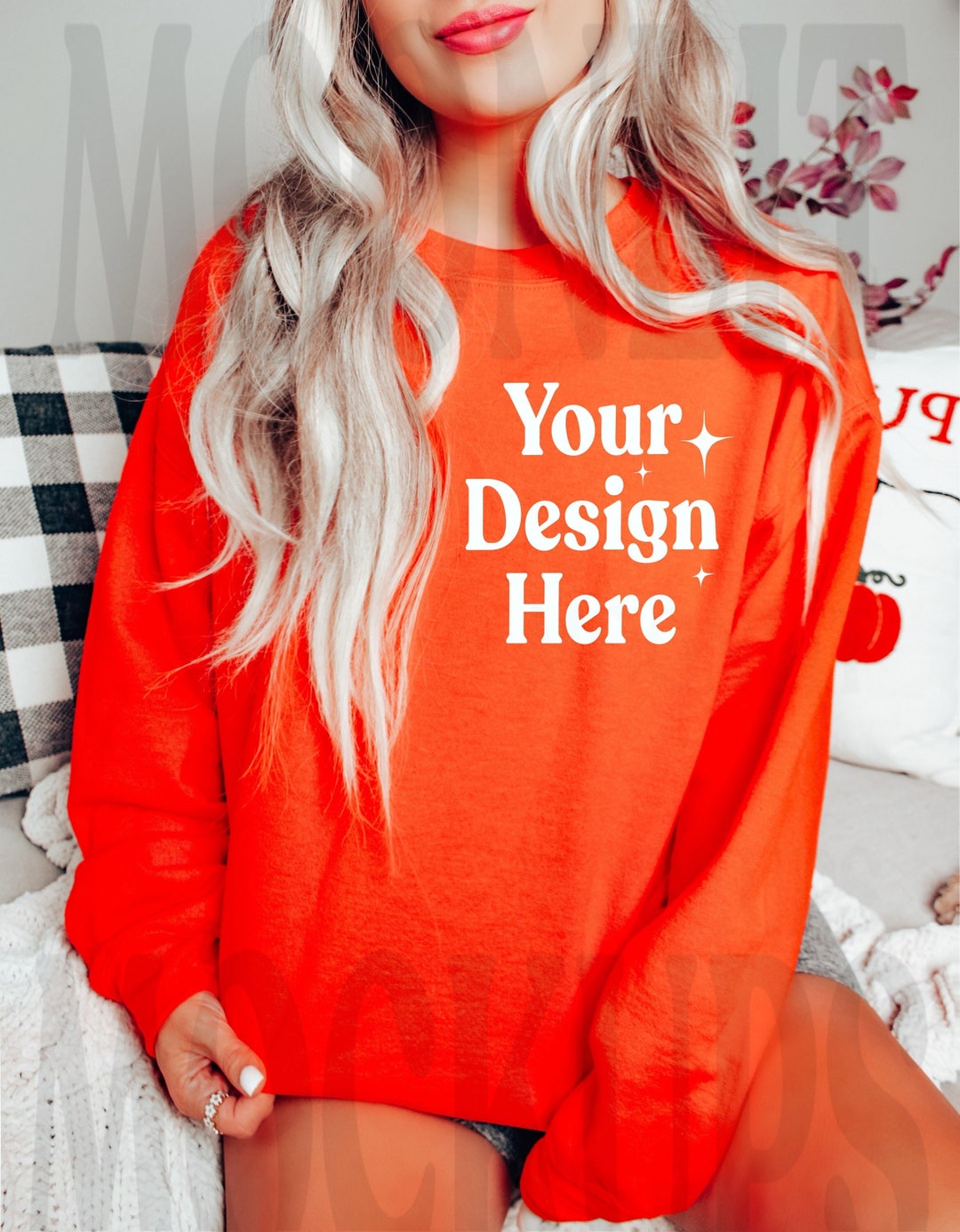 Gildan 18000 Sweatshirt Orange Mockup Orange Color Heavy - Etsy