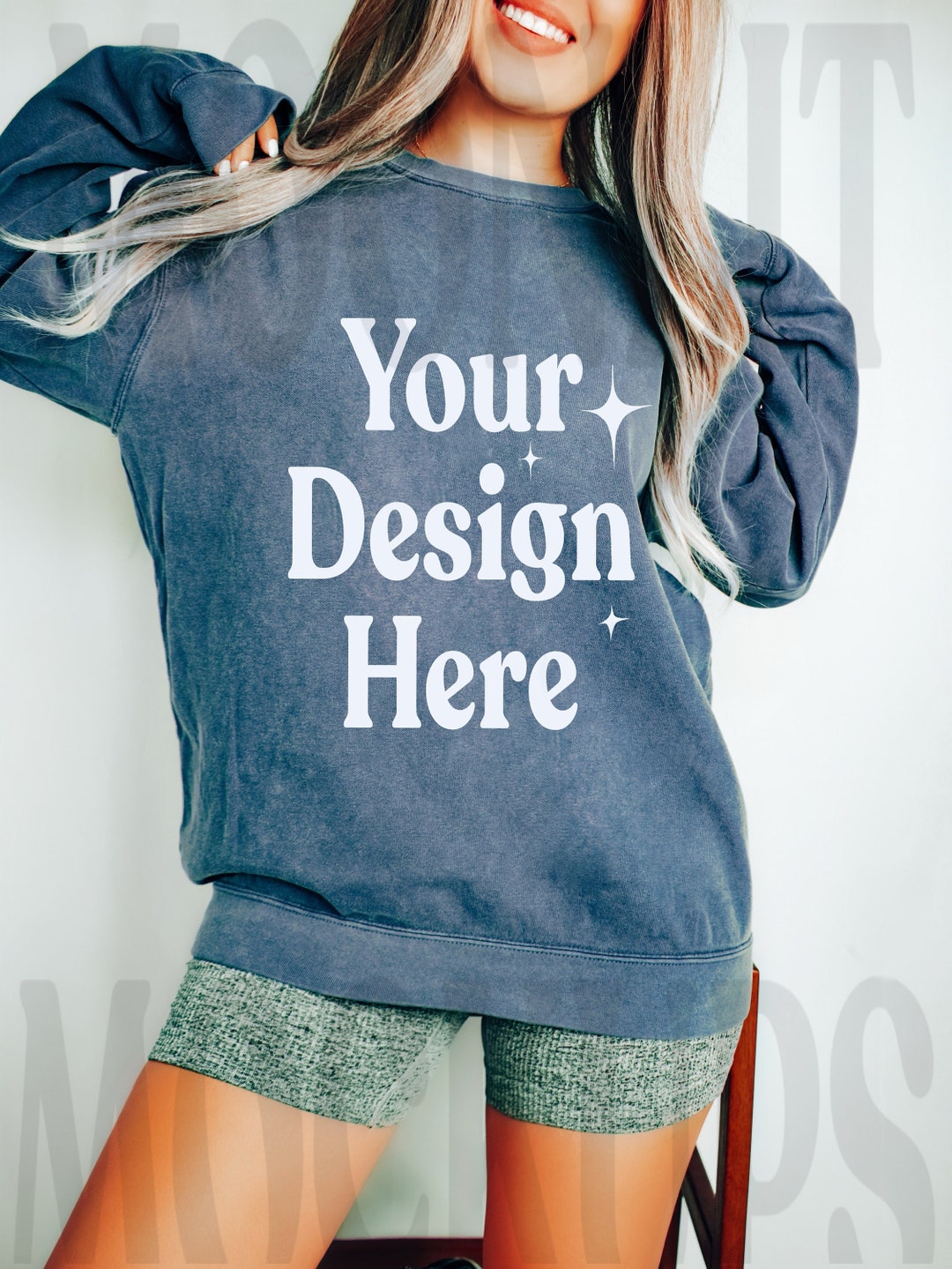 Comfort Colors 1566 Blue Jean Sweatshirt Mockup - Etsy