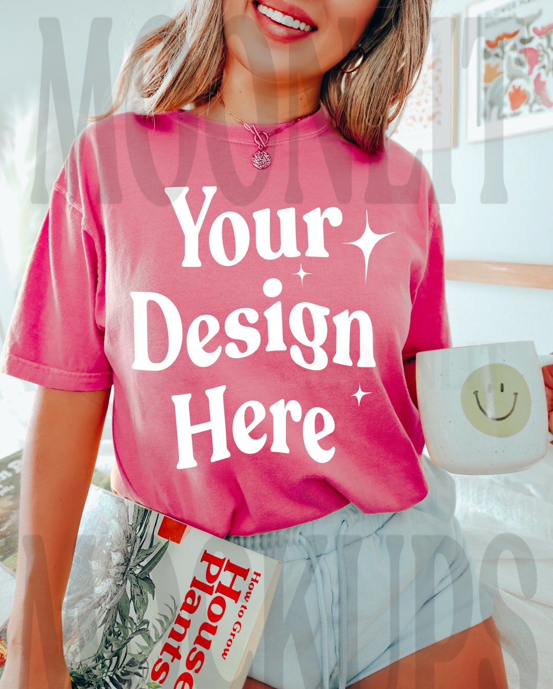 Comfort Colors 1717 Crunchberry Shirt Mockup - Studio Model (digital ...