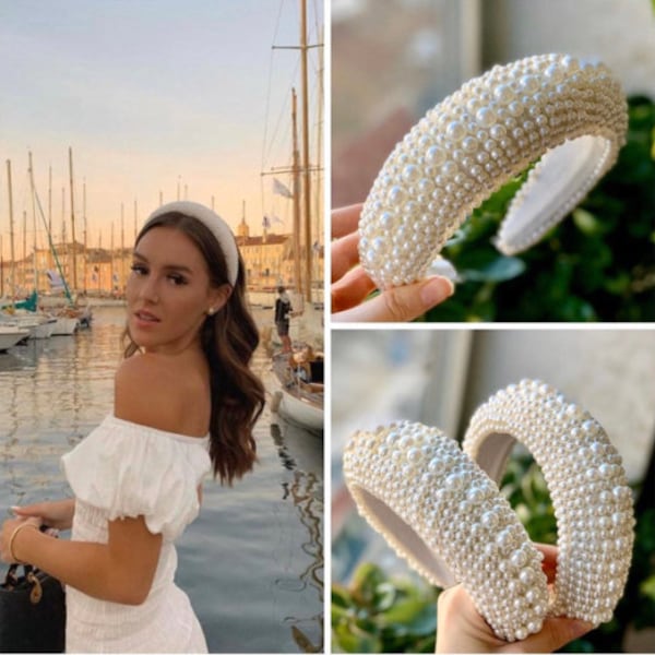 Pearl Bead Headband - Etsy