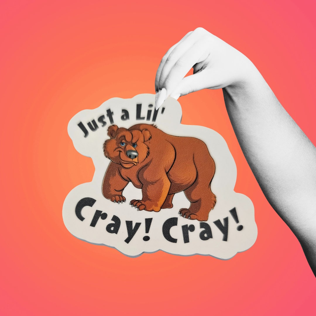 Cray Cray Bear (2) Stickers Cool Slang Sayings Water Bottle Journal ...