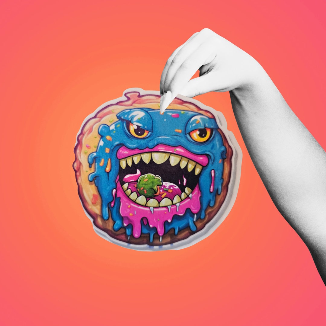 Monster Donut Waterproof Sticker Scary Halloween Sticker Zombie Round ...