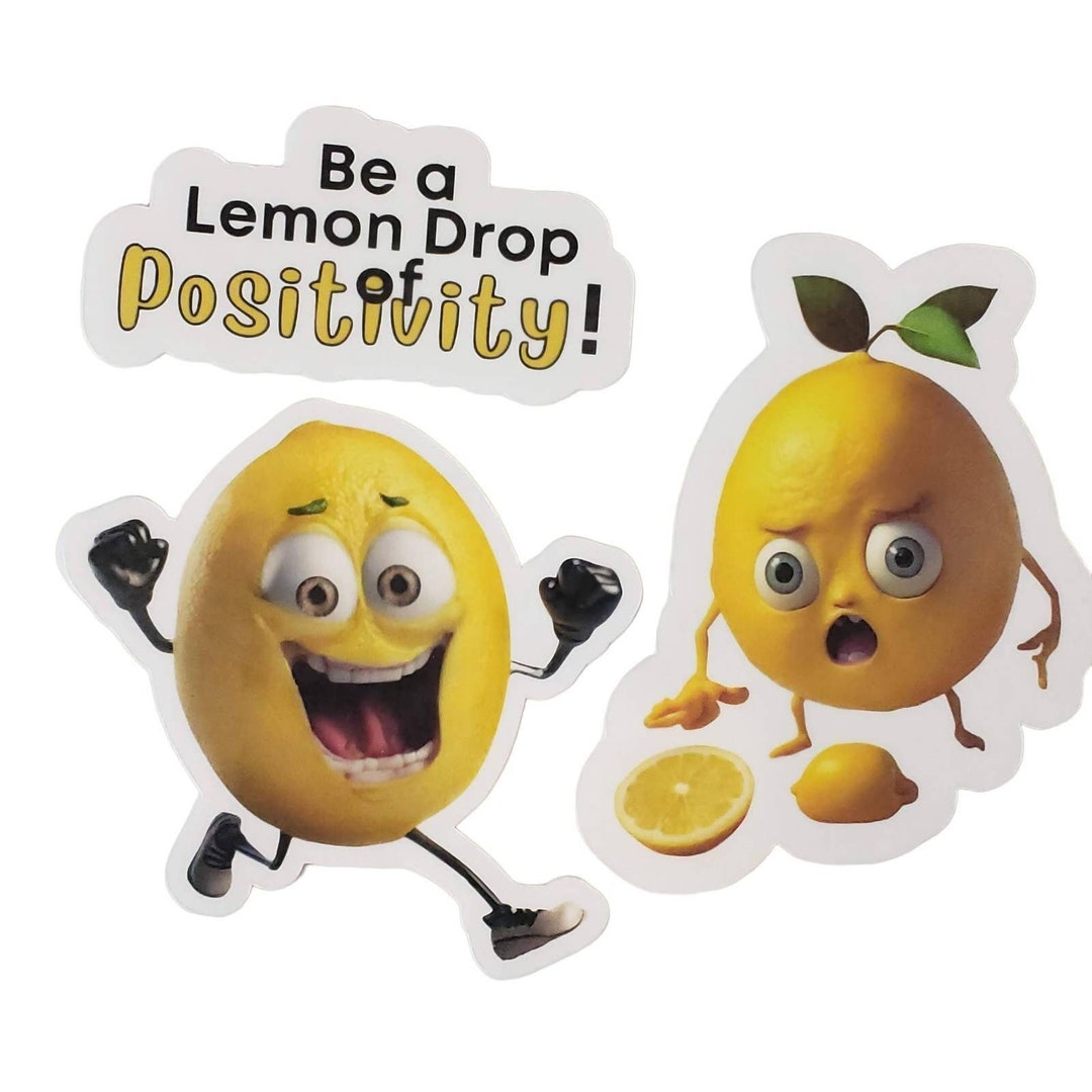 Set of 3 Lemon Vinyl Waterproof Cute Positive Stickers Laptop Journal ...