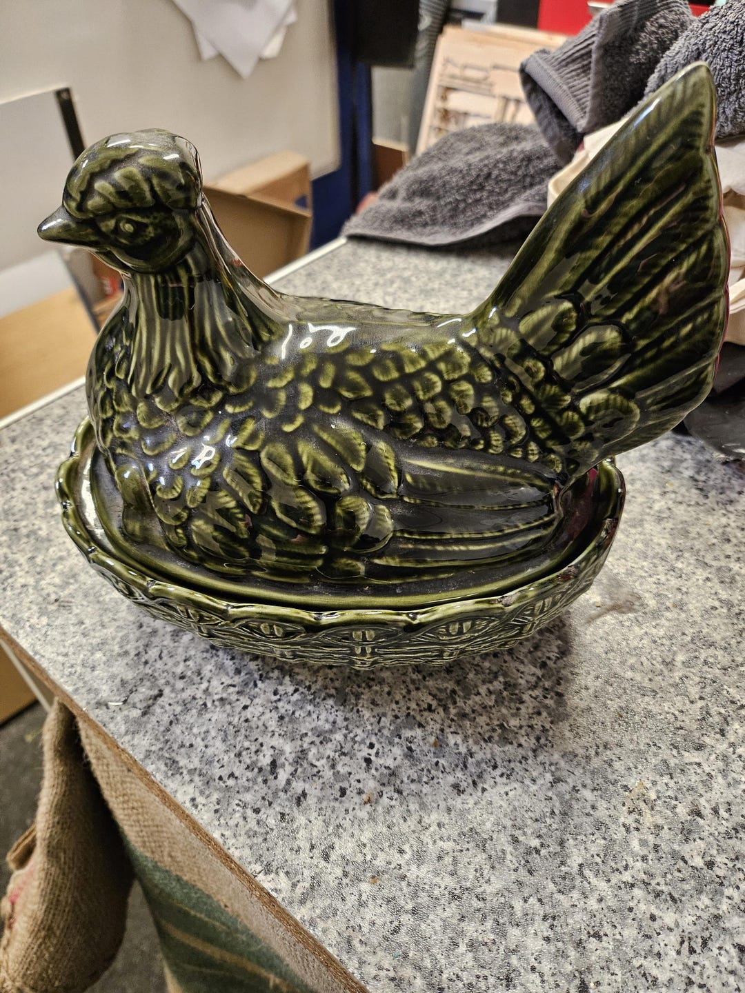 Vintage Portmeiron Ceramic Chicken Hen Egg Storage Green Size 2 - Etsy