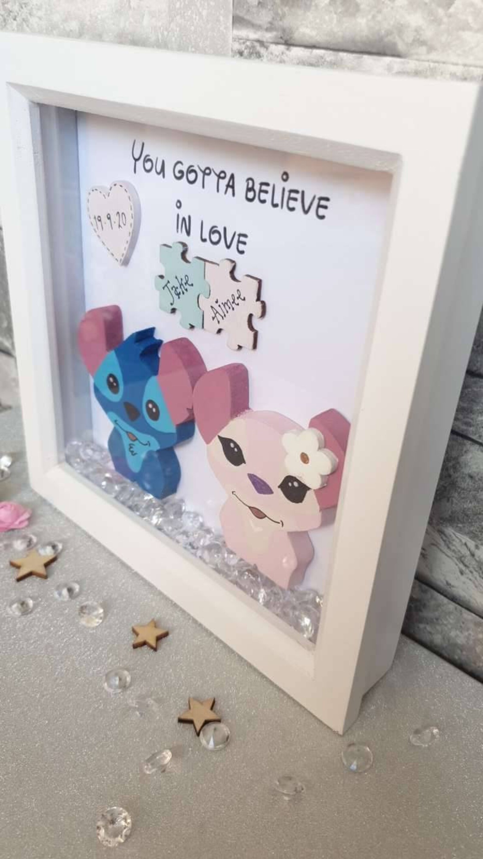 Personalised Disney Stitch Angel photo frame gift birthday | Etsy