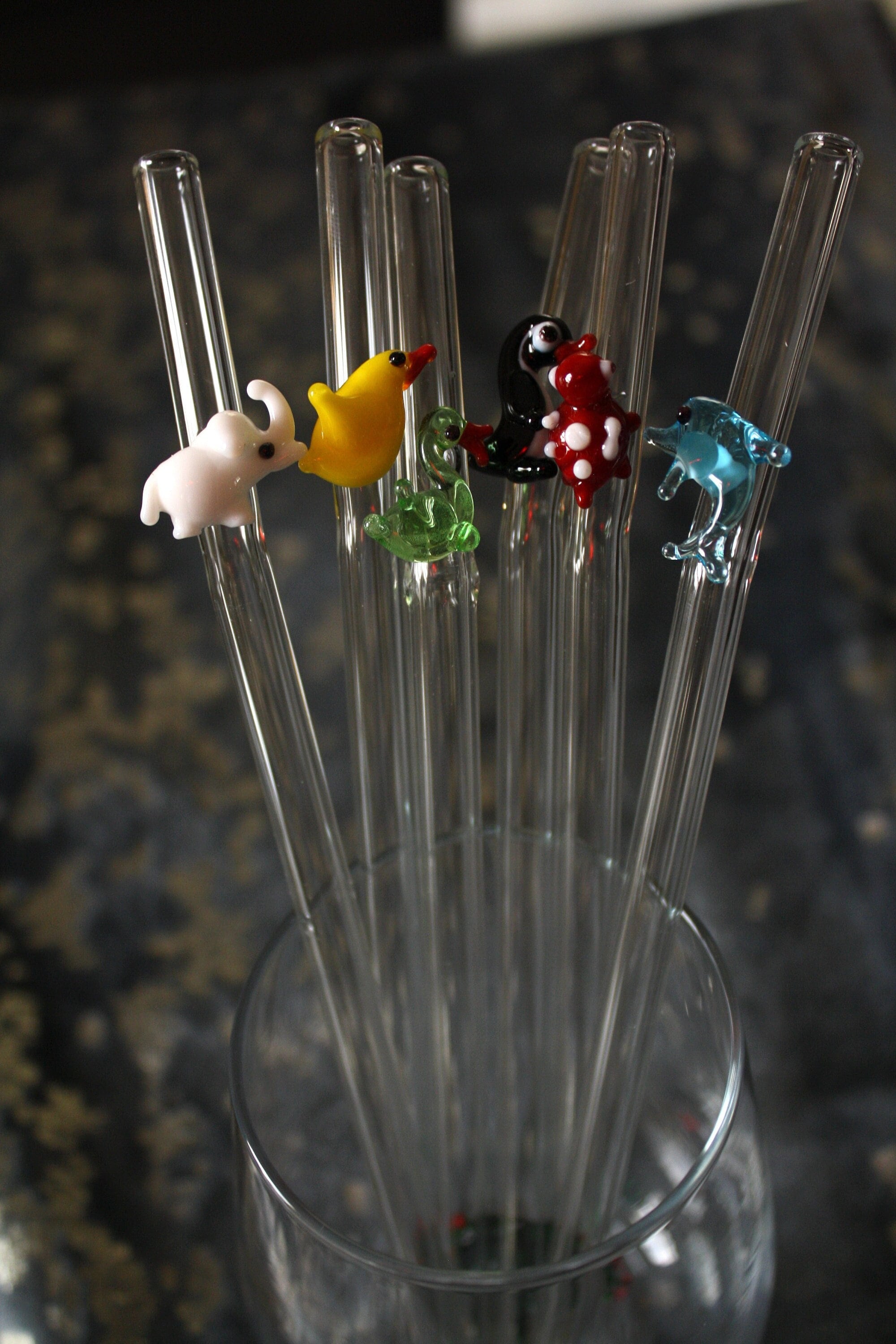 Glass Straw With Handmade Bird Figurine Reusable Straw Cute Animal ...