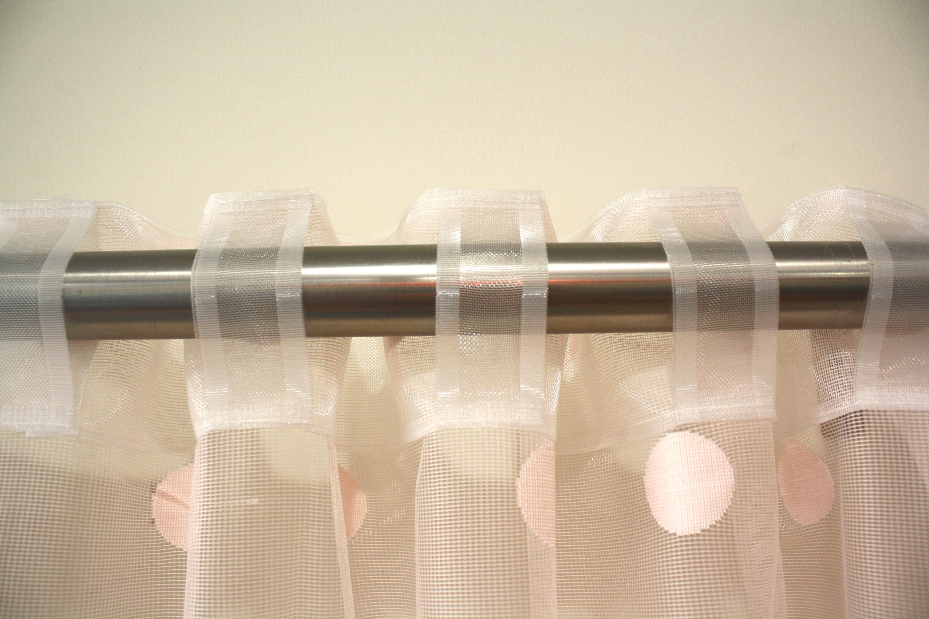 Pink Sheer Curtain Panels With Back Tabs / Polka Dot Sheer - Etsy