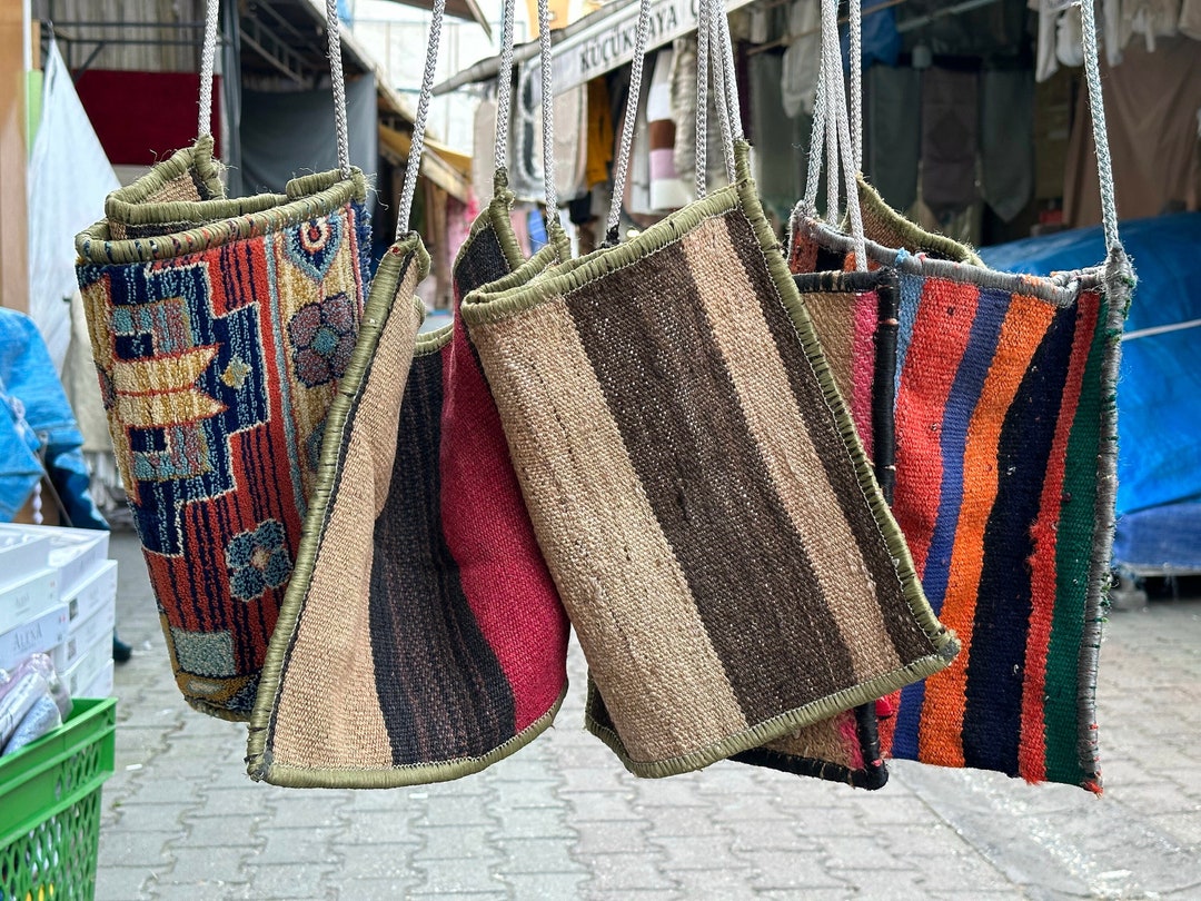Upcycled Bags Made From Turkish Rugs / Repurposed Vintage Wool Kilim ...