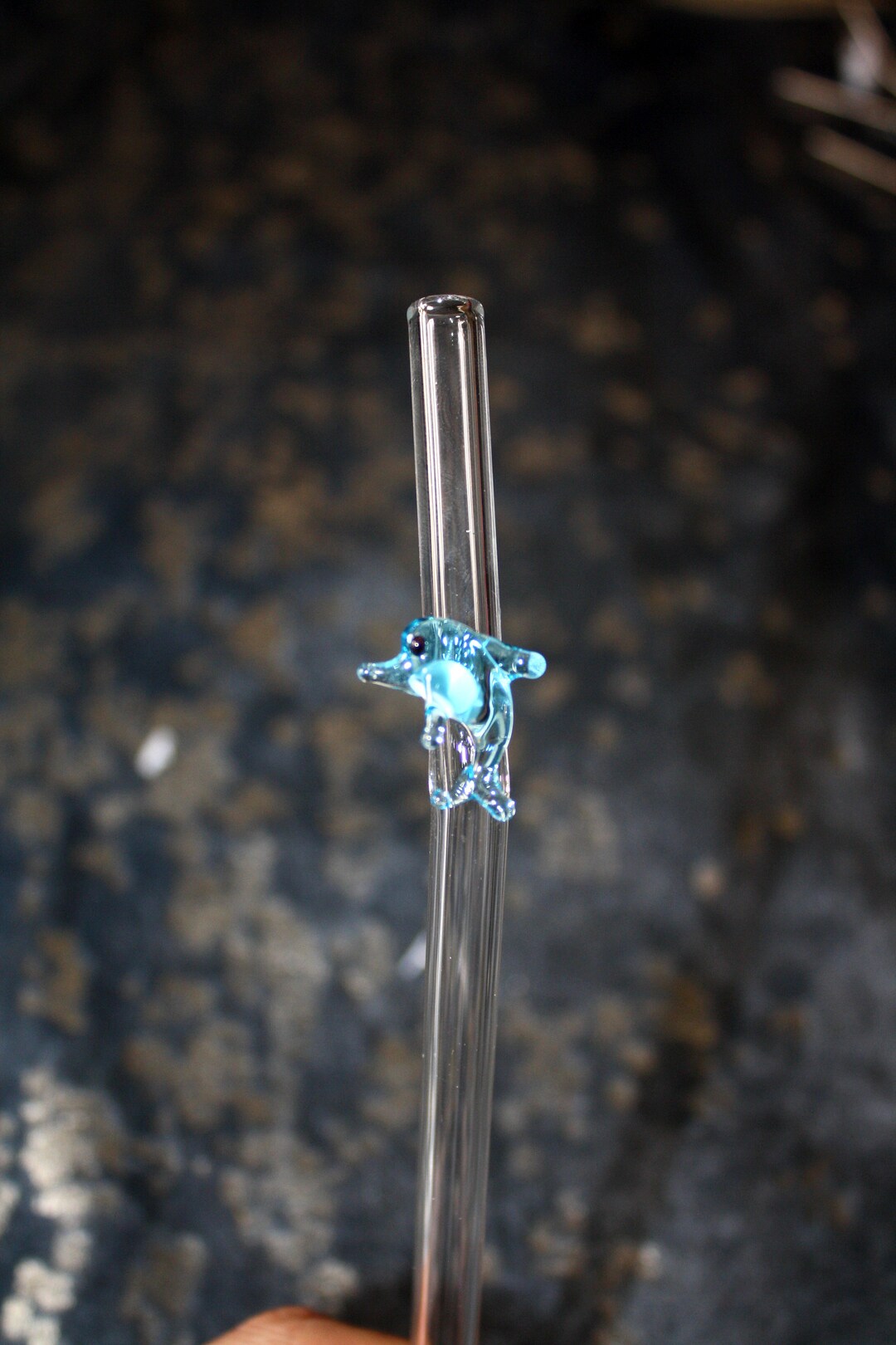 Glass Straw With Handmade Dolphin Figurine / Reusable Straw Cute Animal ...