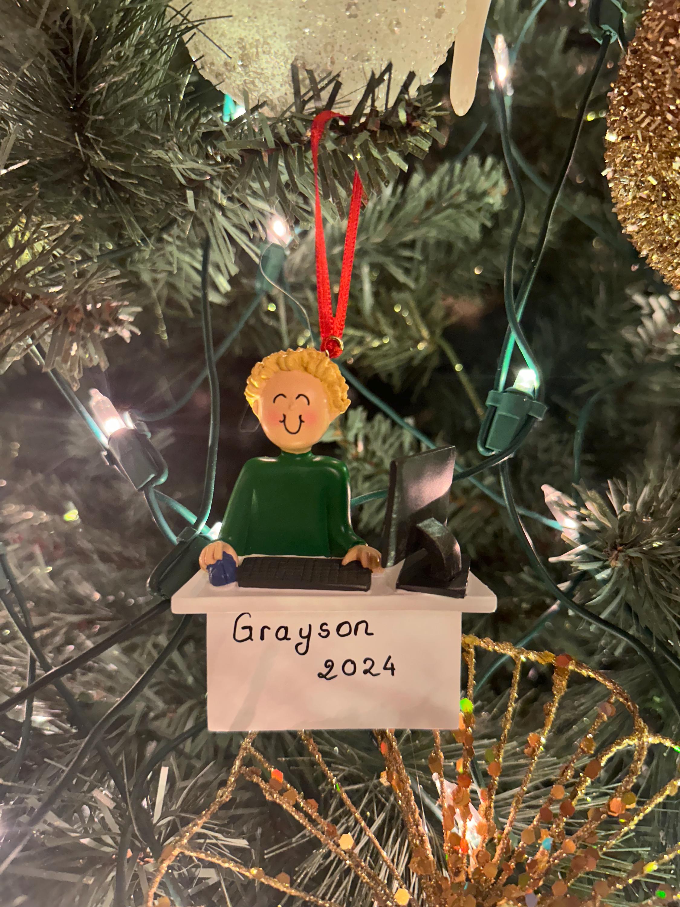 Personalized Male Computer User Ornament - Tech Lover Gift / Male ...