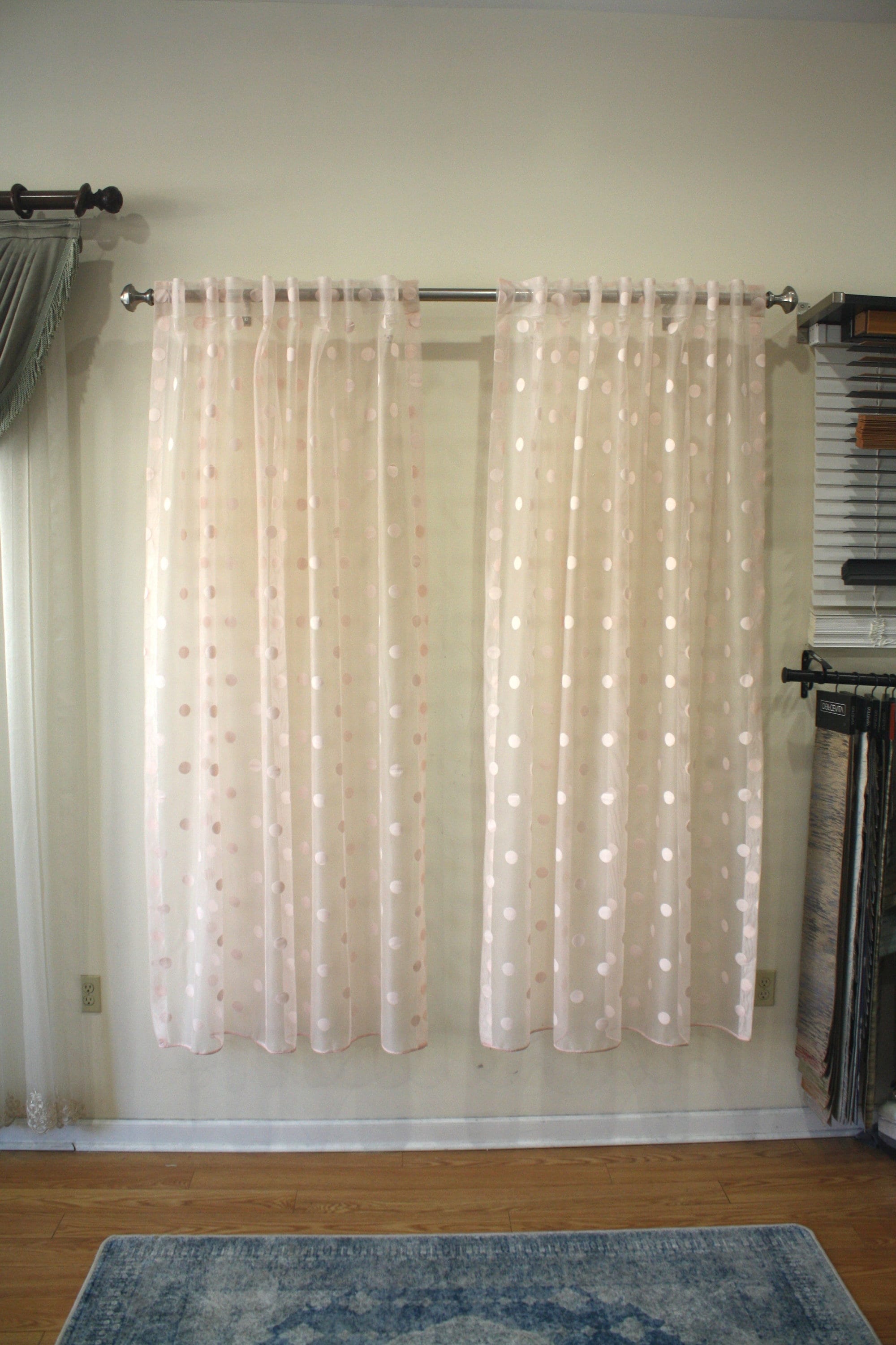 Pink Sheer Curtain Panels With Back Tabs / Polka Dot Sheer Curtain ...
