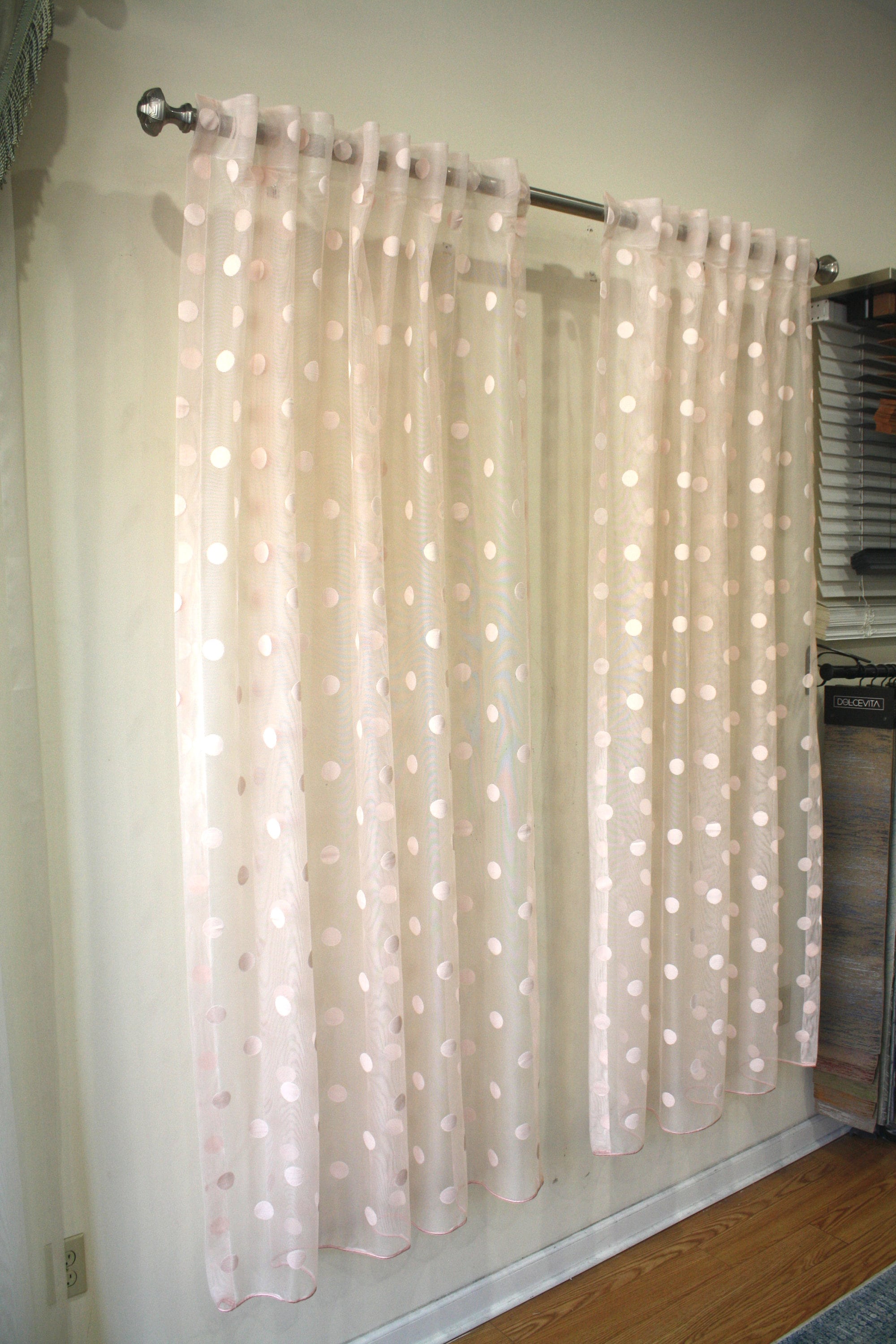 Pink Sheer Curtain Panels With Back Tabs / Polka Dot Sheer - Etsy
