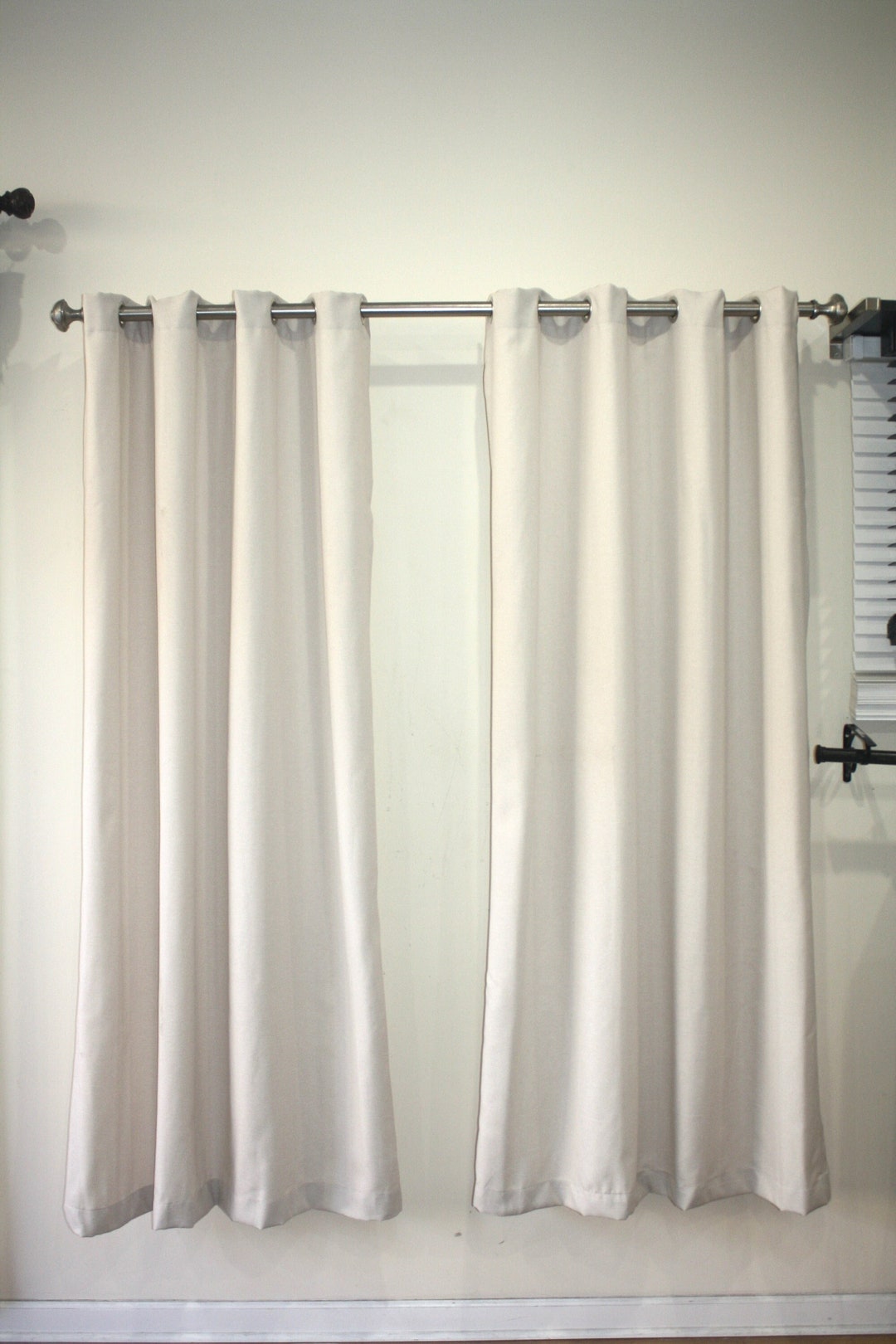 Grommet Top Curtain Panels / off White Eyelet Curtains / Woven Texture ...