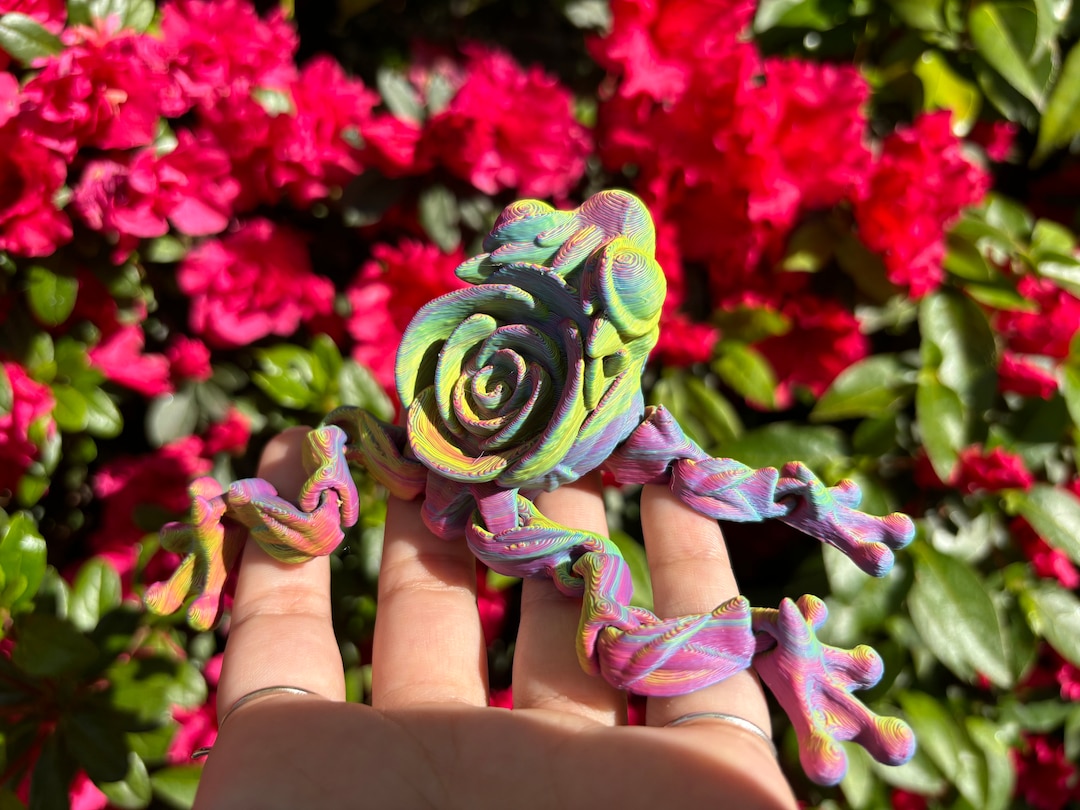 3D Printed Articulated Rose Frog: Fidget Toy, Floral Print - Etsy