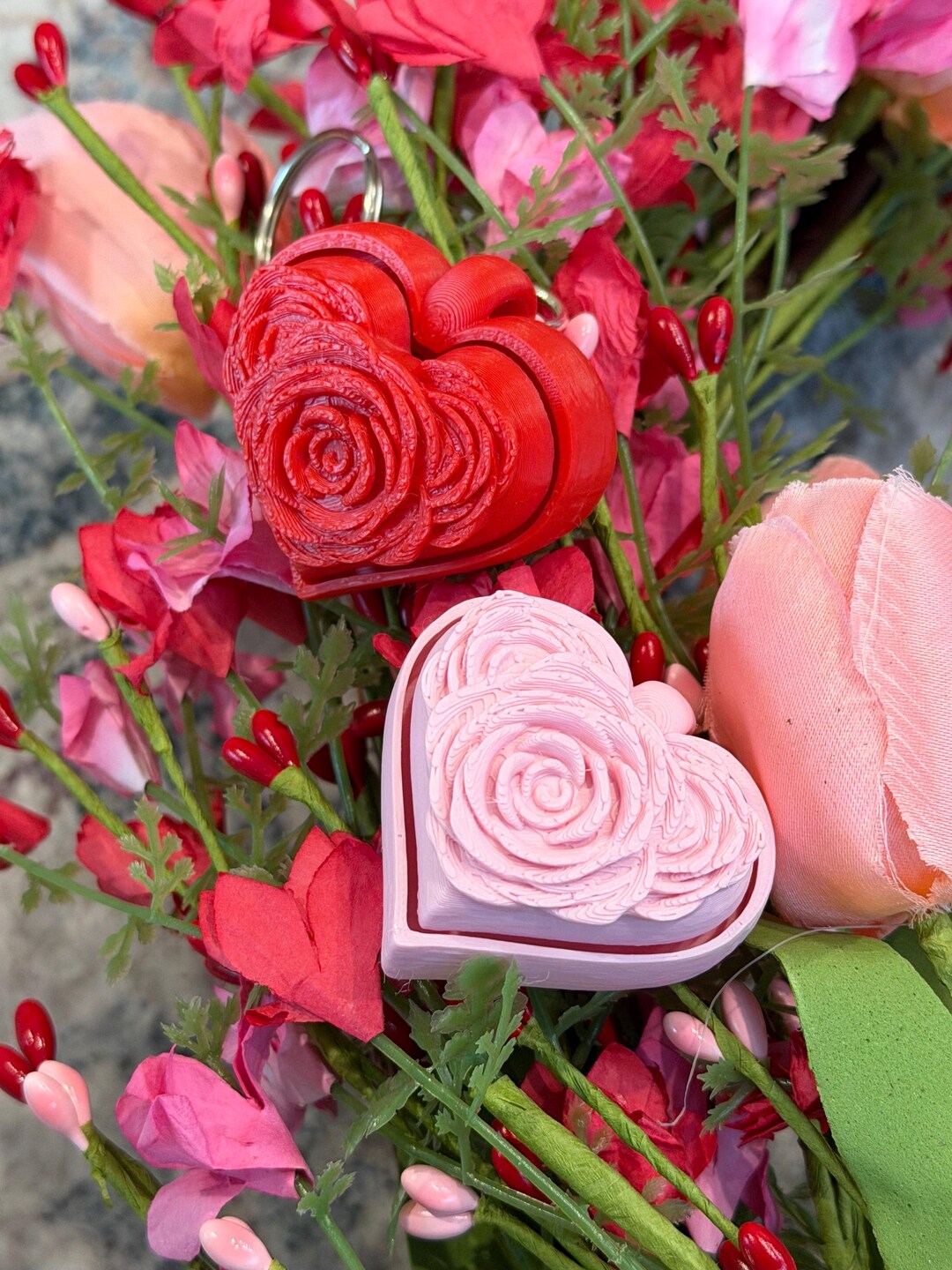 3D Printed Rose Heart Clicker Keychain: Fidget Toy - Etsy