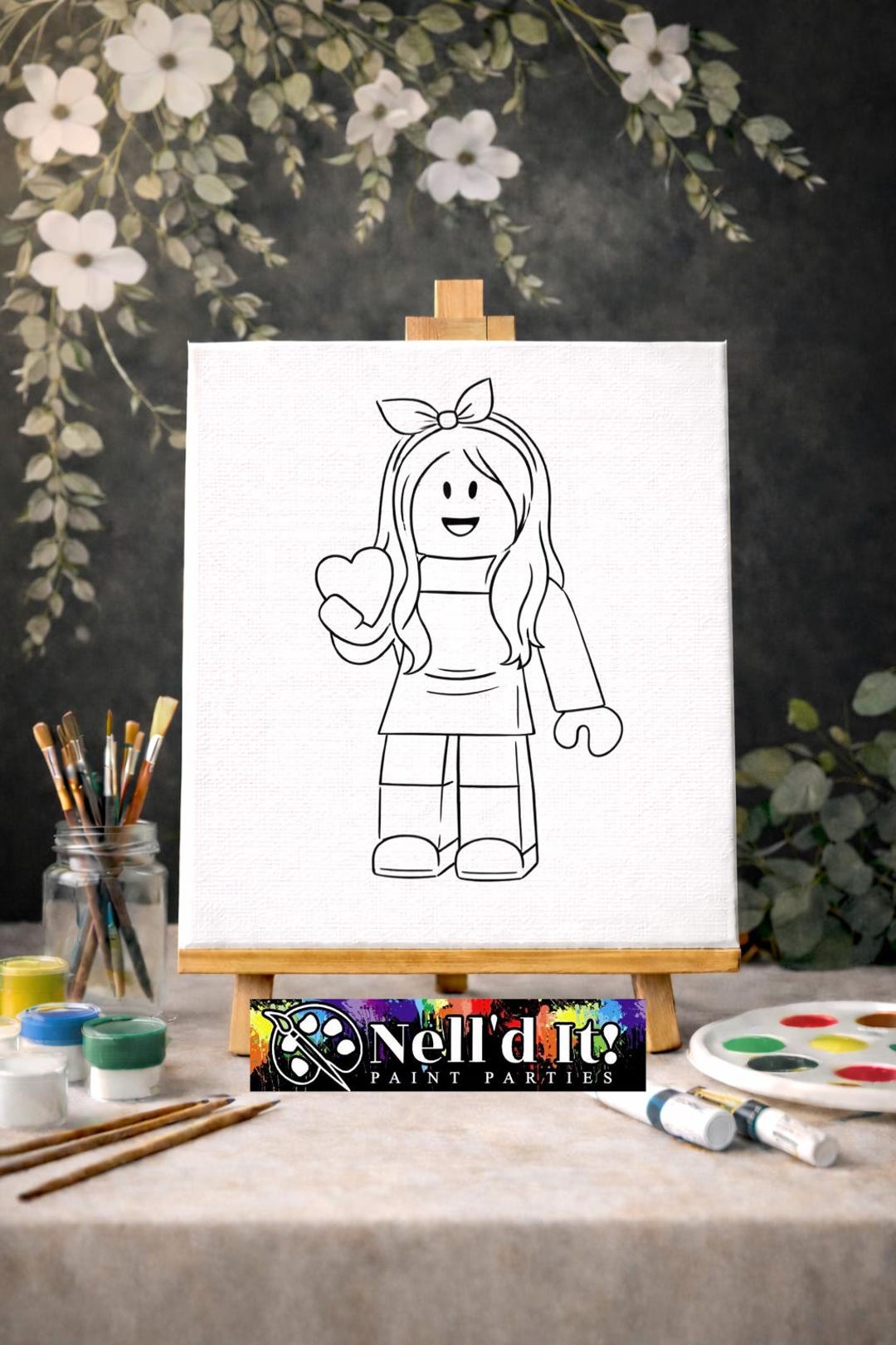 Paint Party 8x10 (pre-sketched Canvas Only) Roblox Girl - Etsy