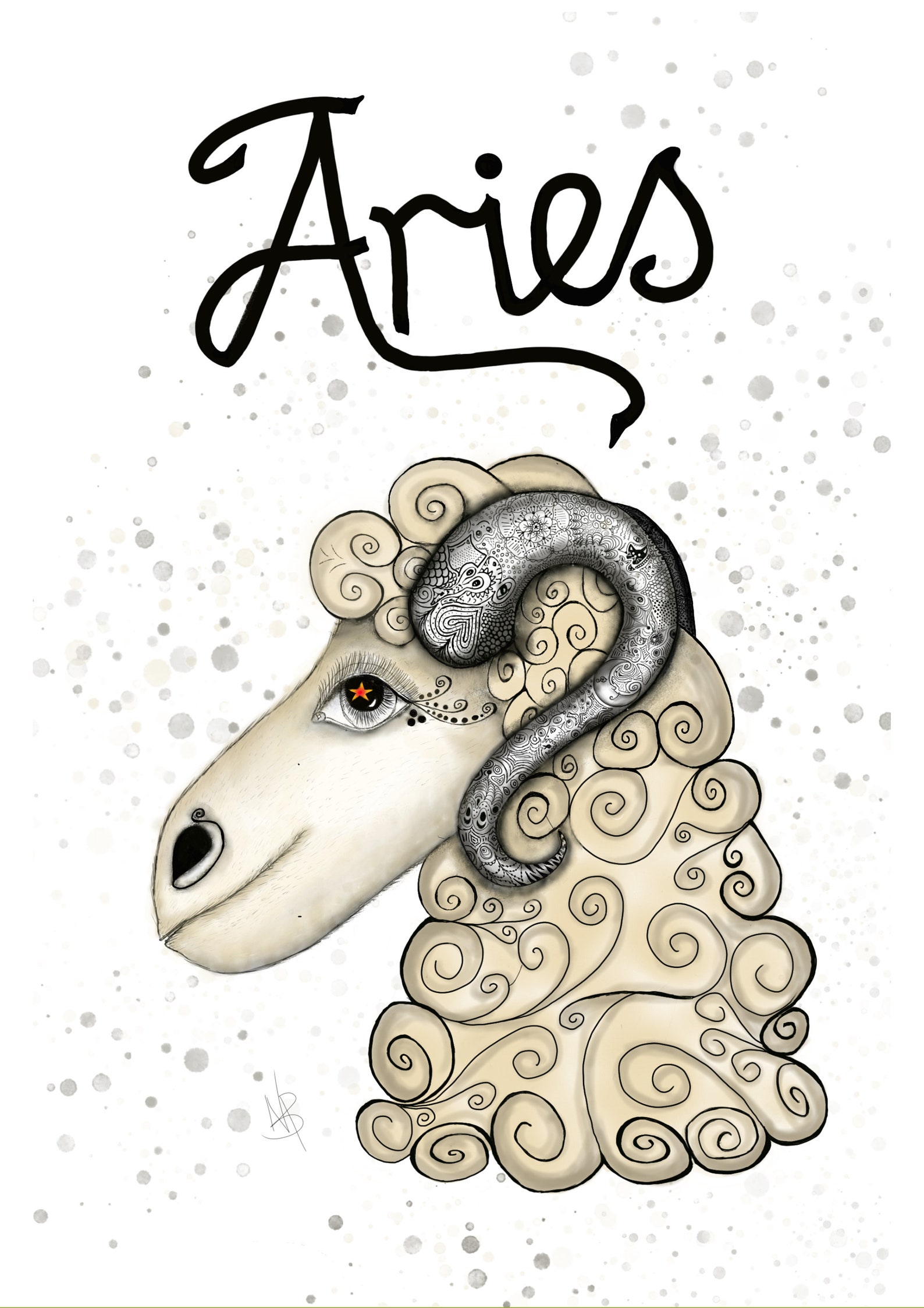 Aries Art Print, Astrology Painting, Starsign Drawing Zodiac Artwork - Etsy