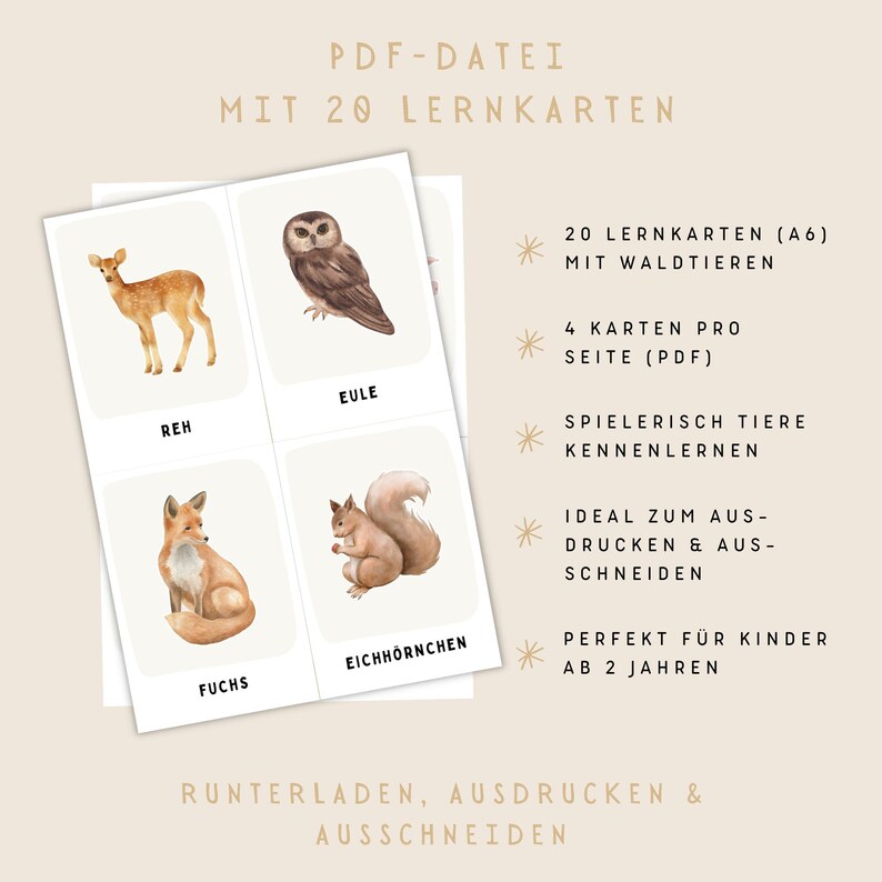 Forest Animals Flashcards | 20 A6 Cards | PDF & ZIP | Montessori ...