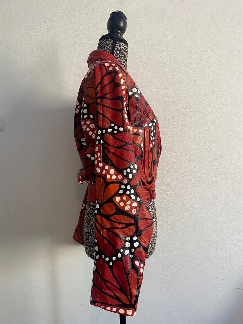 Monarch Butterfly Hand Painted Reworked Vintage Leather Jacket - Etsy