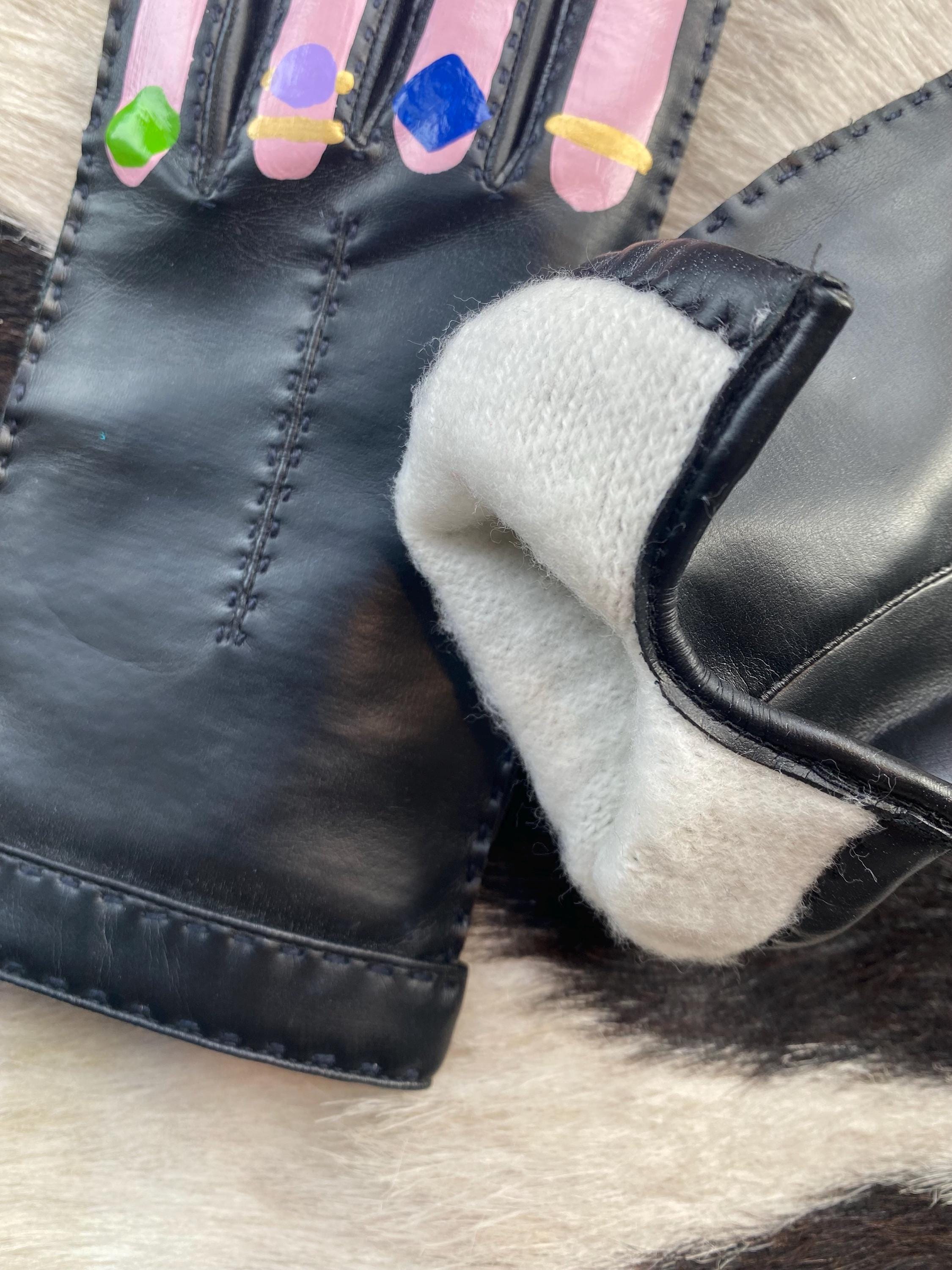 Rings on Fingers Hand Painted Real Leather Vintage Gloves - Etsy
