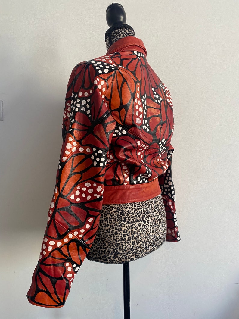 Monarch Butterfly Hand Painted Reworked Vintage Leather Jacket - Etsy