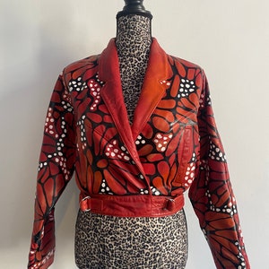 Monarch Butterfly Hand Painted Reworked Vintage Leather Jacket - Etsy