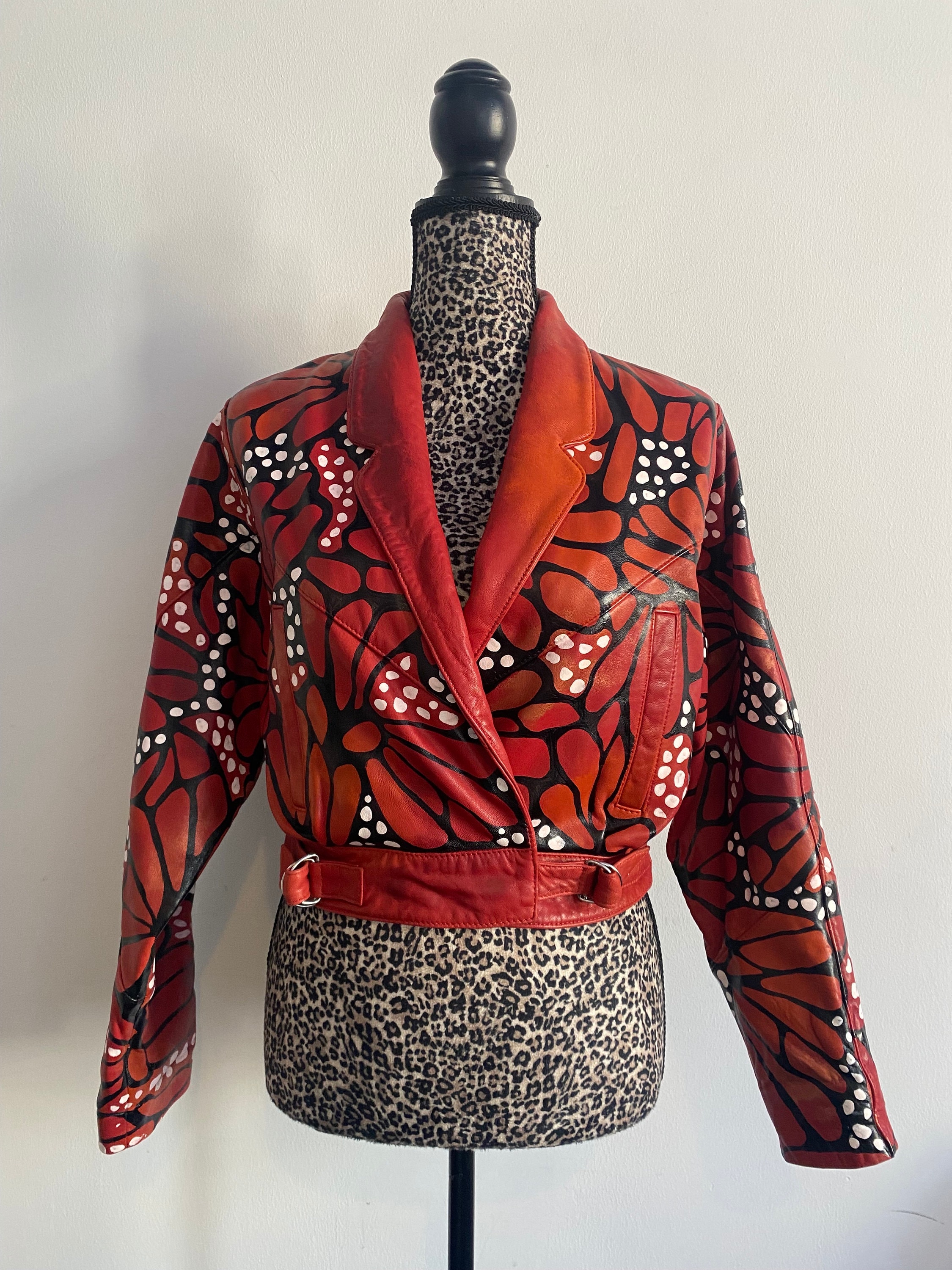Monarch Butterfly Hand Painted Reworked Vintage Leather Jacket - Etsy