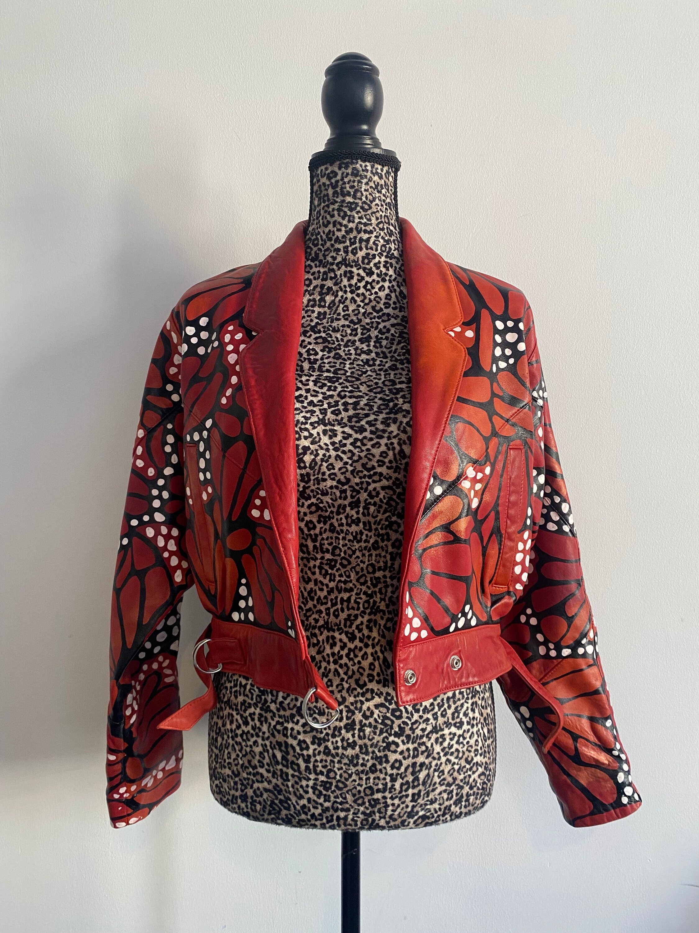 Monarch Butterfly Hand Painted Reworked Vintage Leather Jacket - Etsy