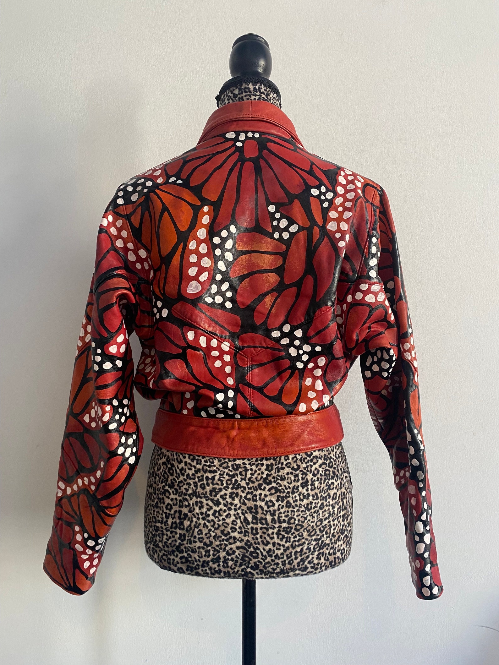 Monarch Butterfly Hand Painted Reworked Vintage Leather Jacket - Etsy