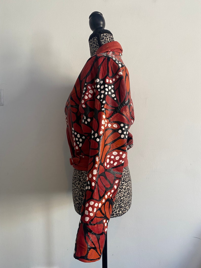 Monarch Butterfly Hand Painted Reworked Vintage Leather Jacket - Etsy