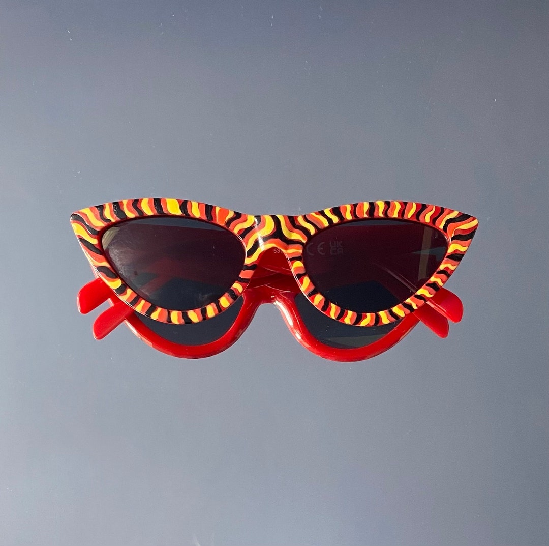 Tiger Vibes Handpainted Vintage Sunglasses - Etsy