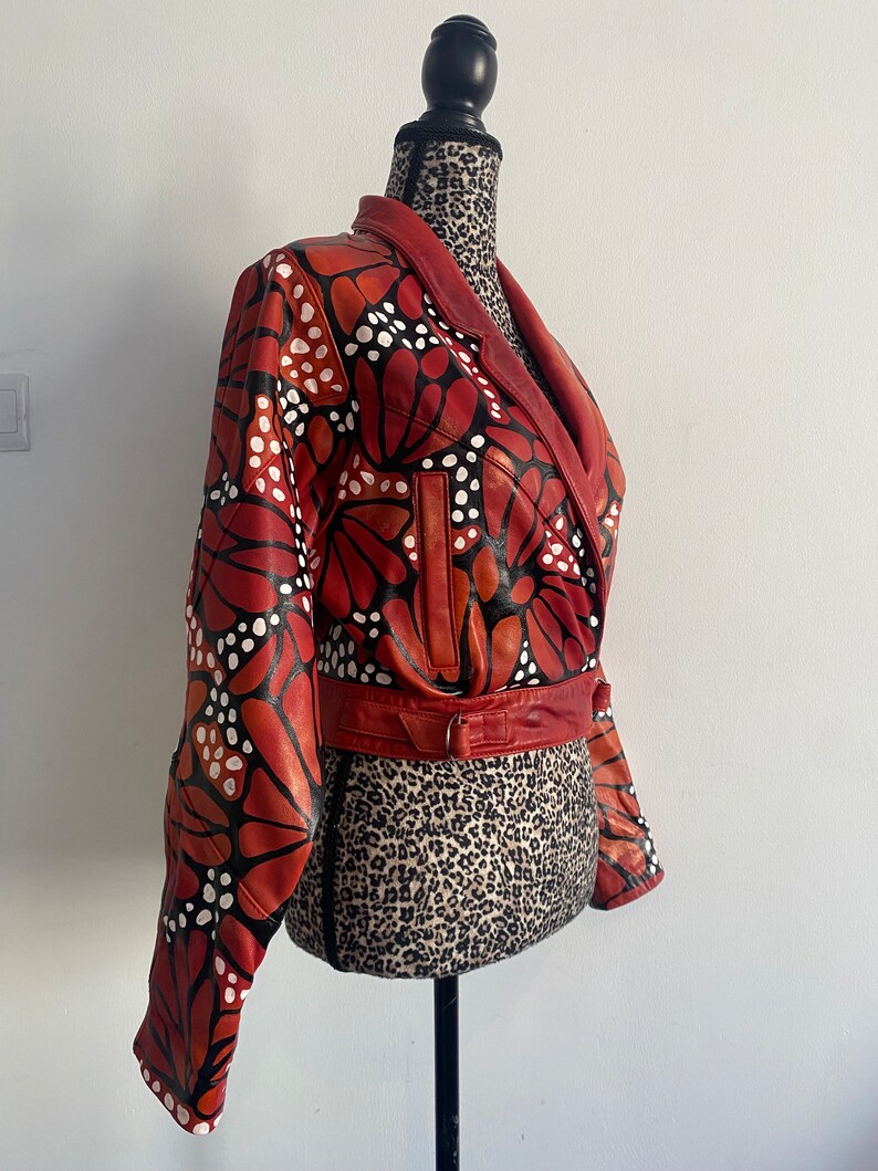 Monarch Butterfly Hand Painted Reworked Vintage Leather Jacket - Etsy