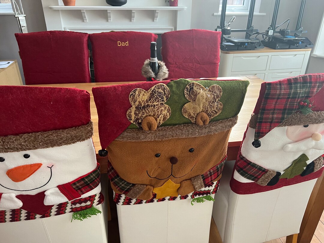 Personalised Embroidered Christmas Chair Covers in Three Styles ...