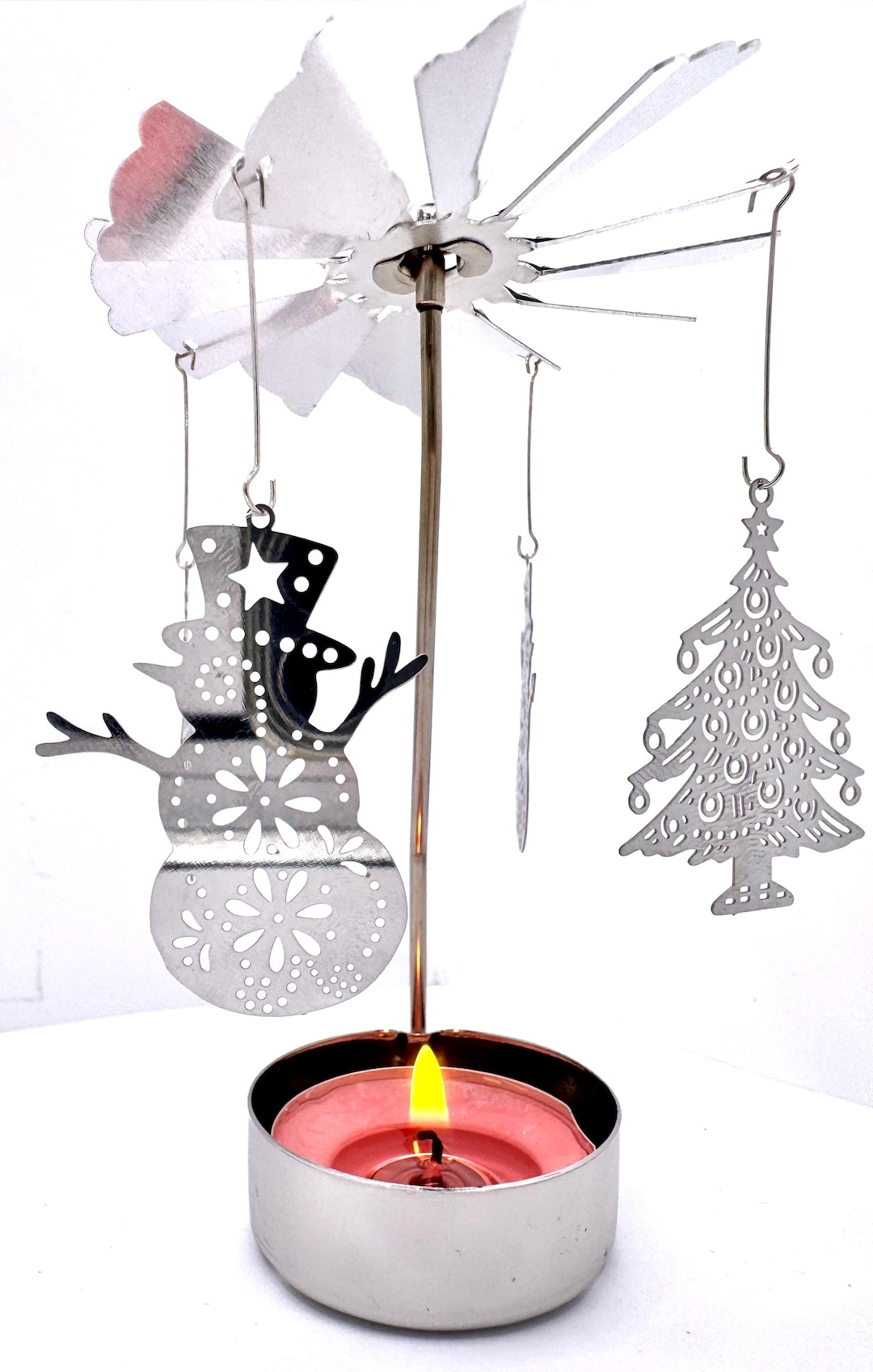 Snowman Candle Carousel Spinner – Rotating Tealight Holder With ...