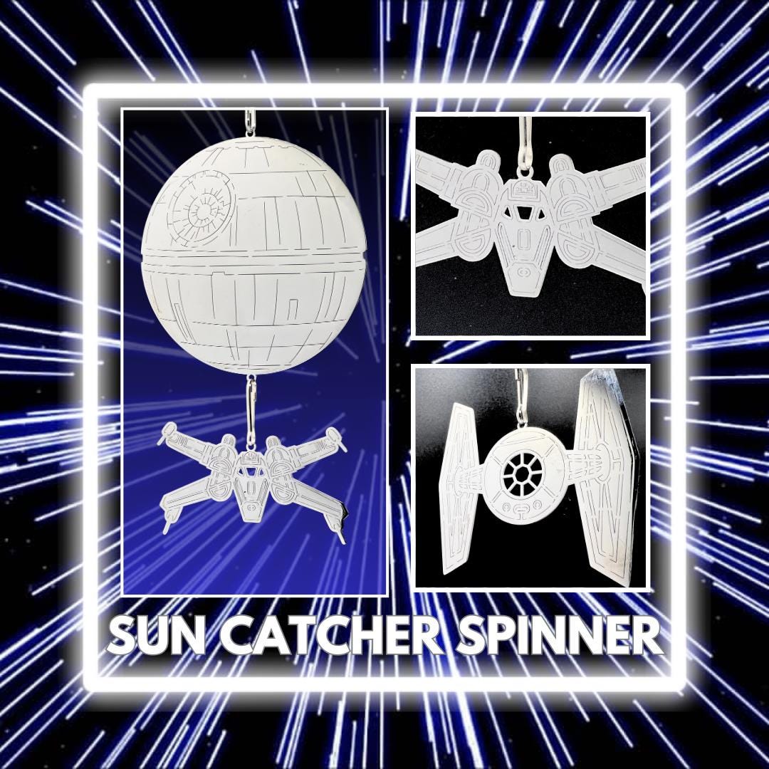 Death Star X Fighter Sun Catcher Wind Spinner Garden Decor Indoor ...