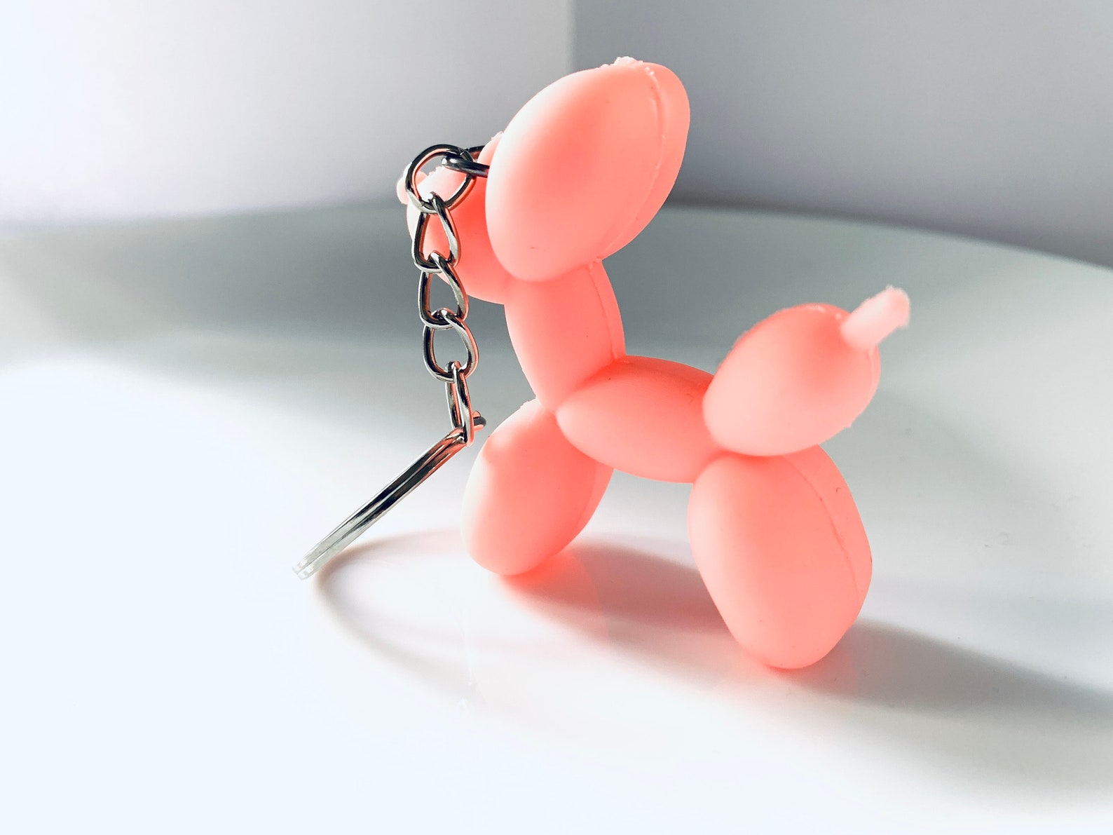 Balloon Dog Plastic Keyring Baby Pink With Gift Bag - Etsy UK