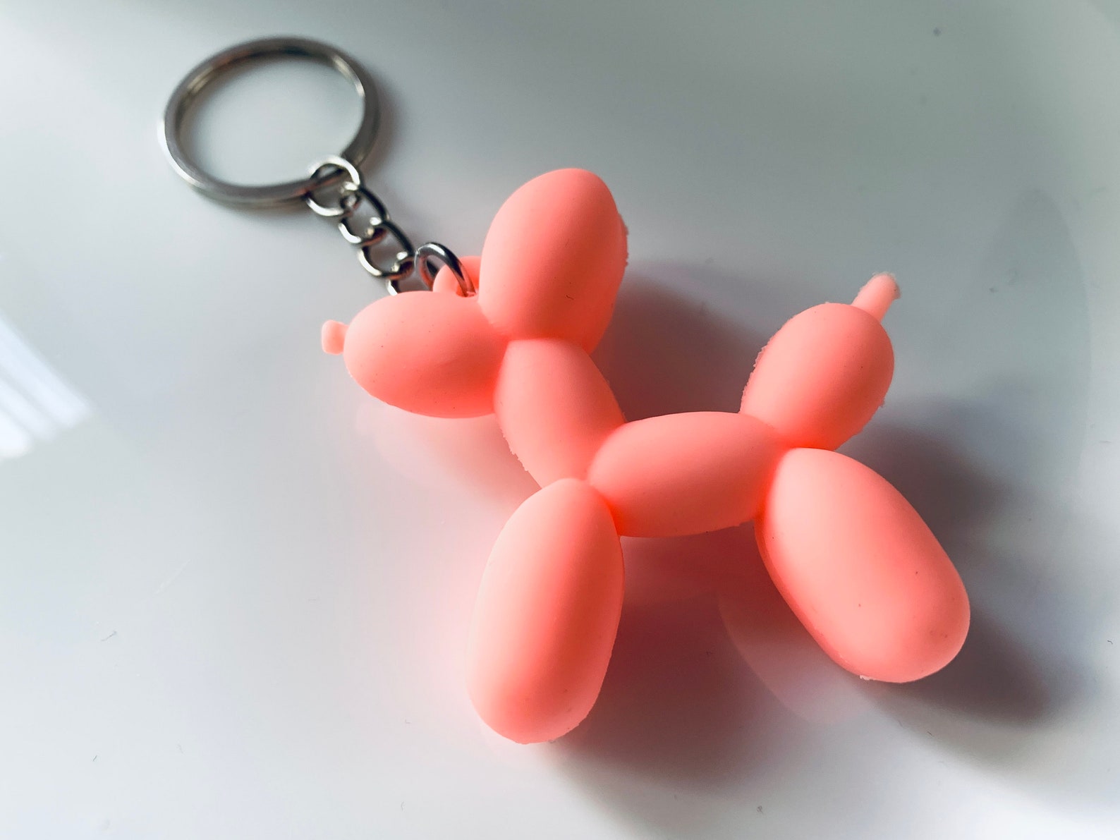Balloon Dog Plastic Keyring Baby Pink With Gift Bag - Etsy UK