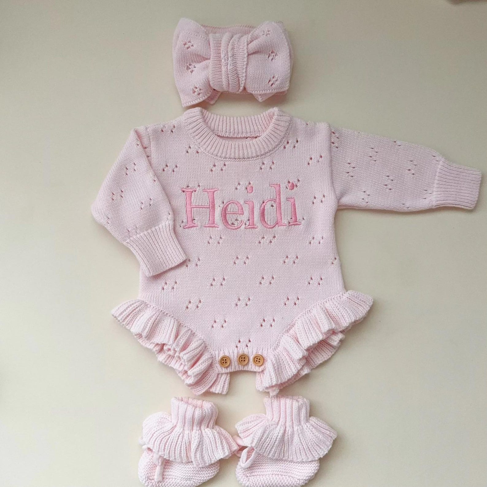 Knit Baby Romper Embroidered Birth Baby Announcement, 0-3m, Oversized ...