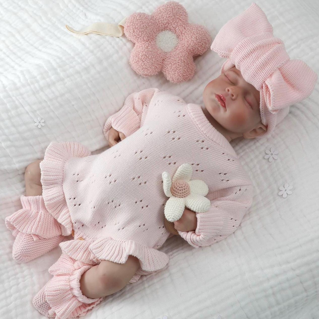 Knit Baby Romper Embroidered Birth Baby Announcement, 0-3m, Oversized ...