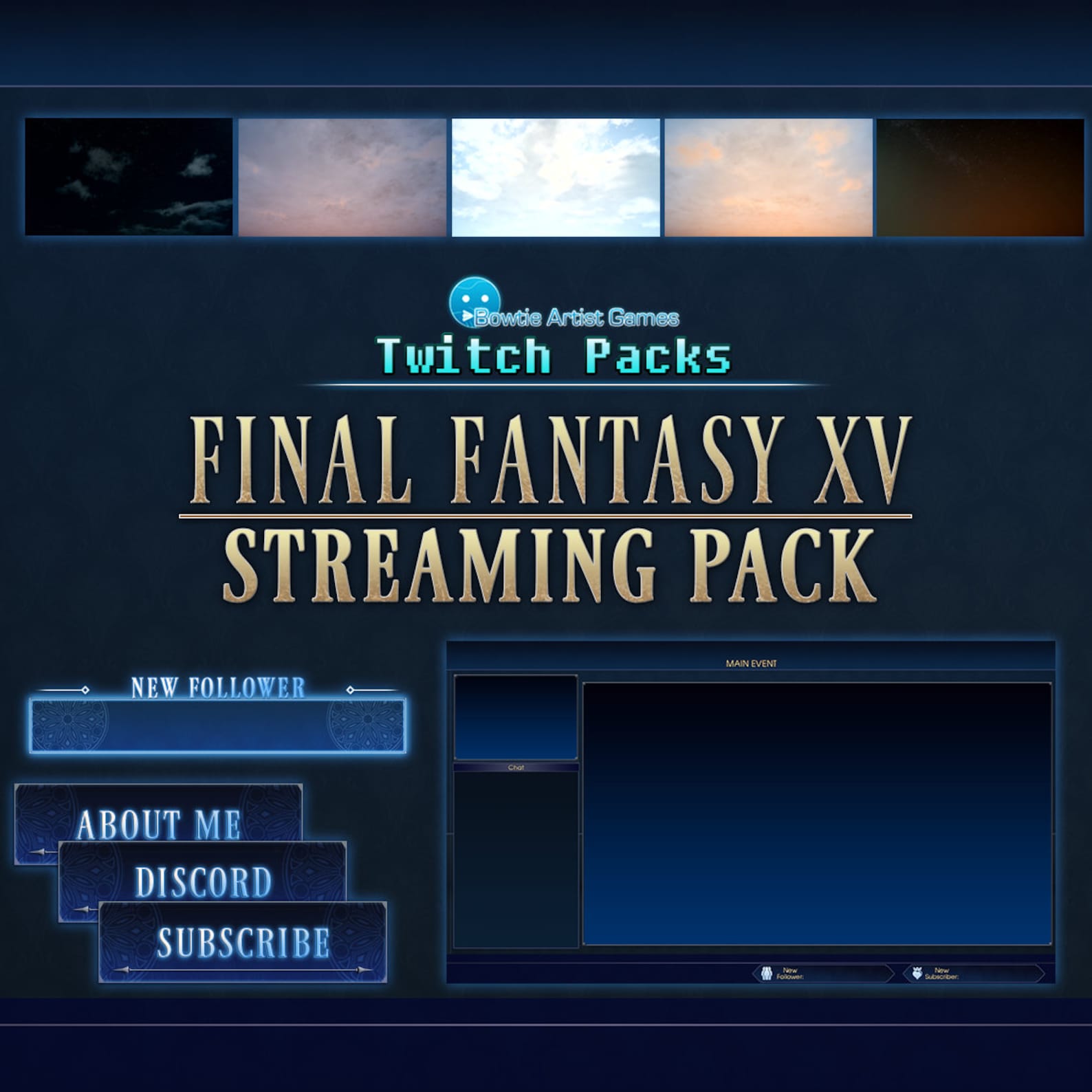 Final Fantasy XV Selection | FFXV Themed Static Twitch Stream Package ...