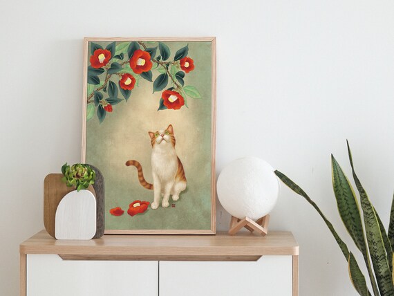 Korean poster cat paintings Korean paintings Cat Drawing Cat Wall Decor ...