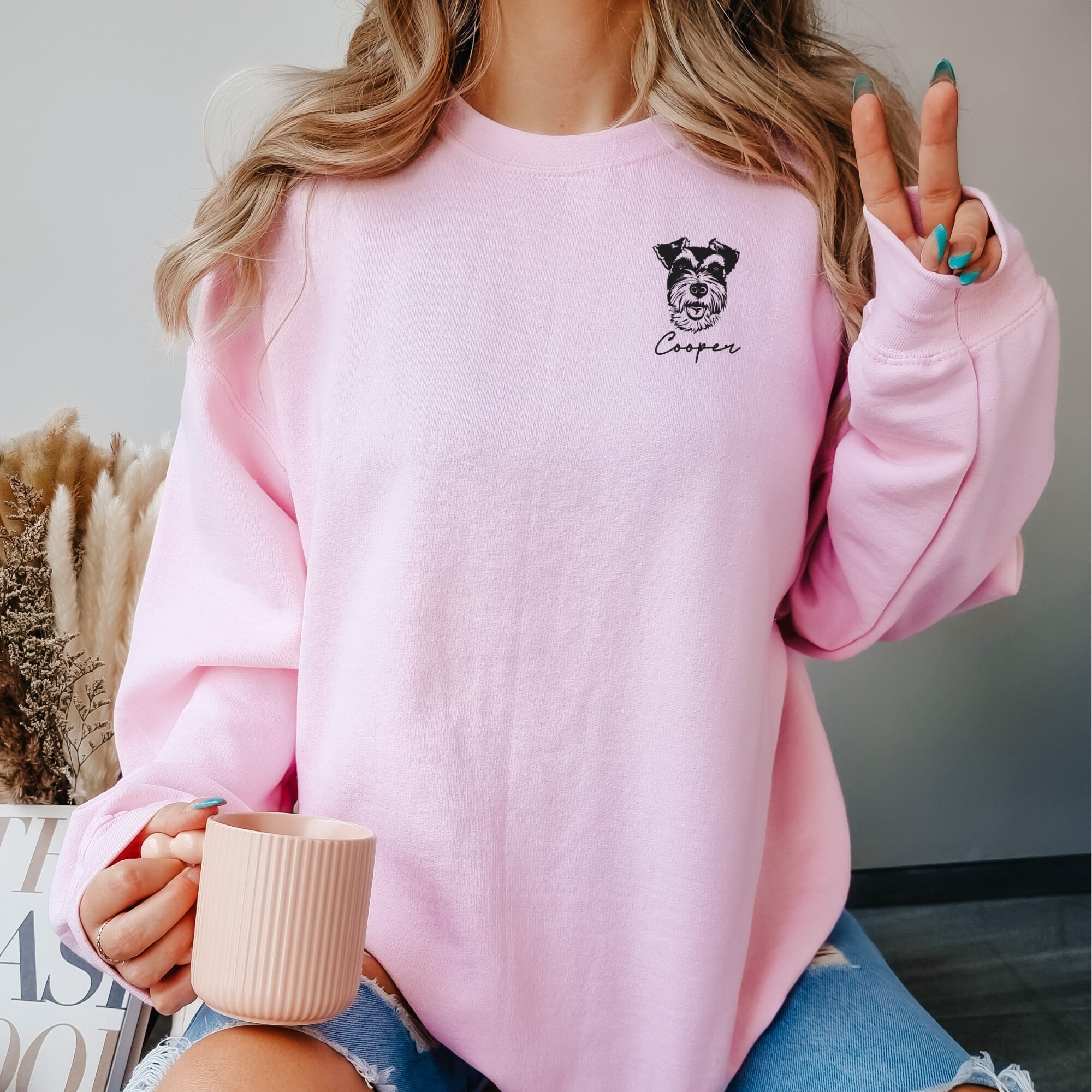 Personalized Schnauzer Mom Sweatshirt With Dog Name, Custom Schnauzer ...