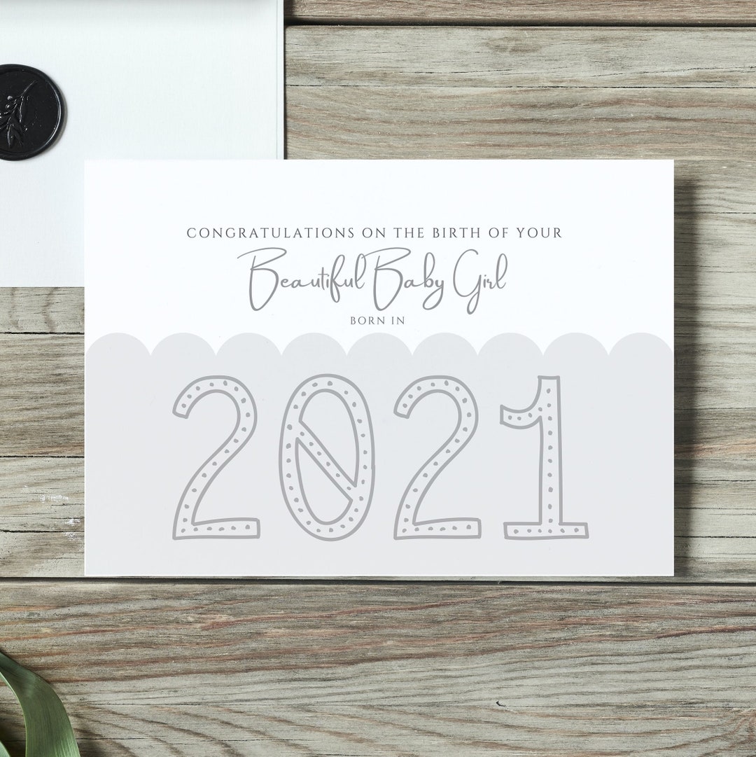 2024 New Baby Modern Card, New Baby Girl Card, New Parents Card, New ...