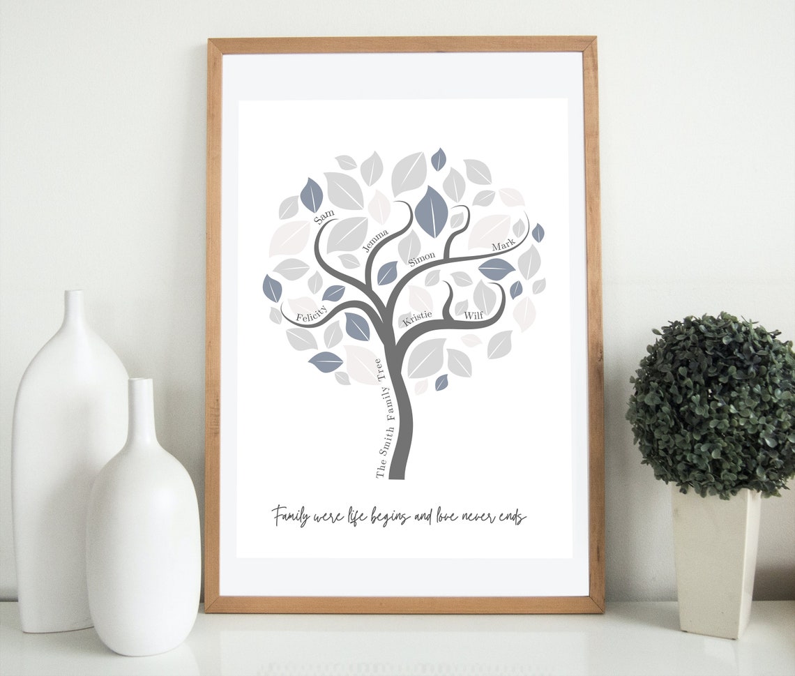 A Modern Family Tree Add up to 12 People Simple Family Tree - Etsy UK